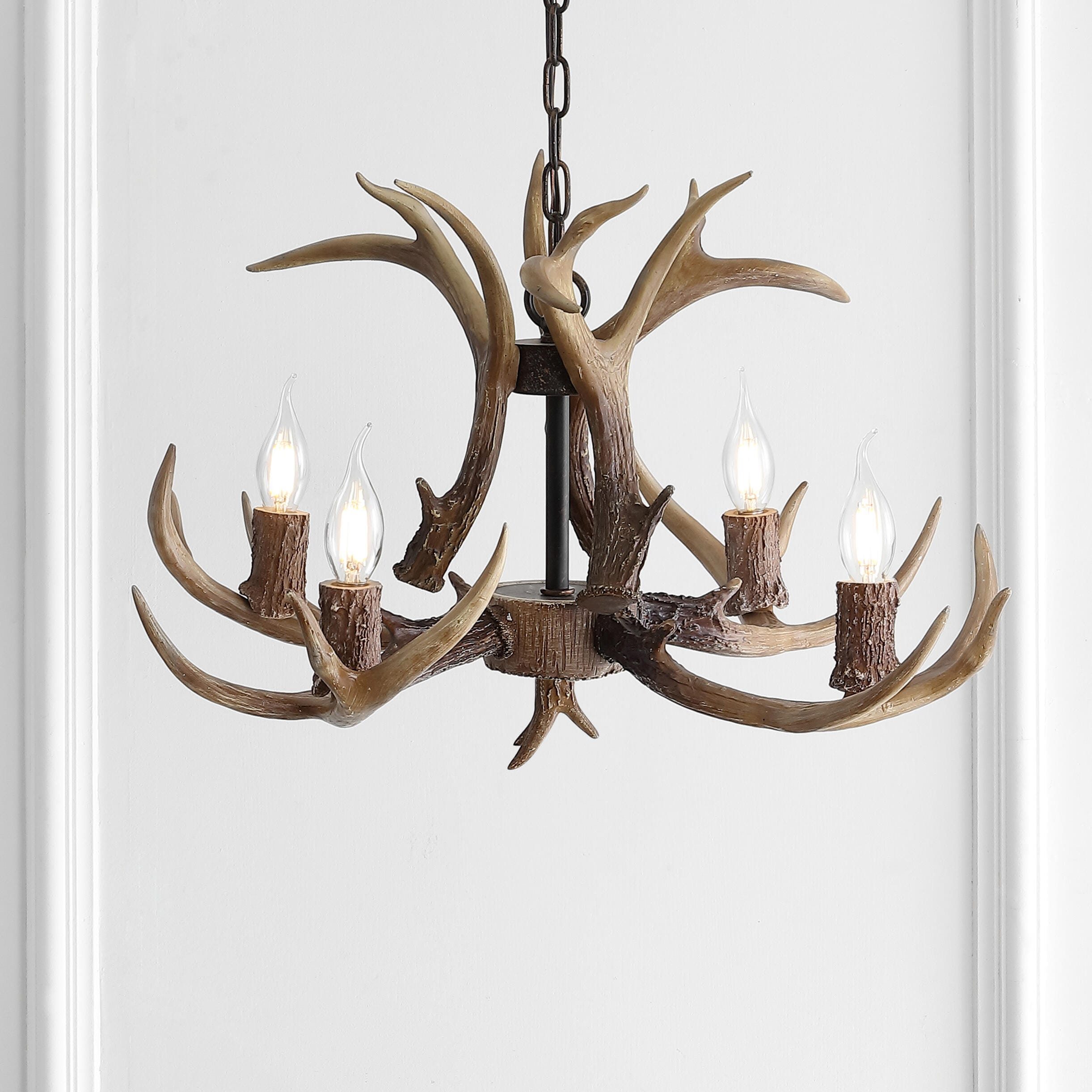 Click here for Jonathan Y Eldora 4-Light LED Chandelier  Brown prices