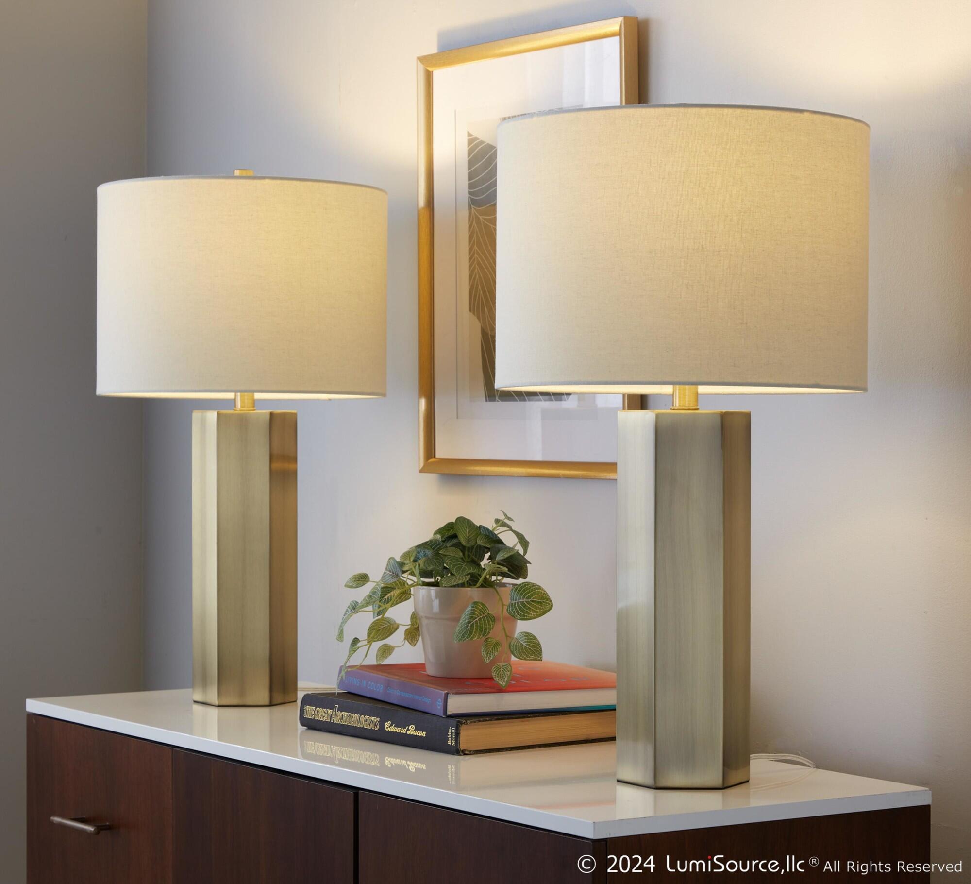 Click here for LumiSource Huit Table Lamp (Set of 2)  Antique Bra... prices