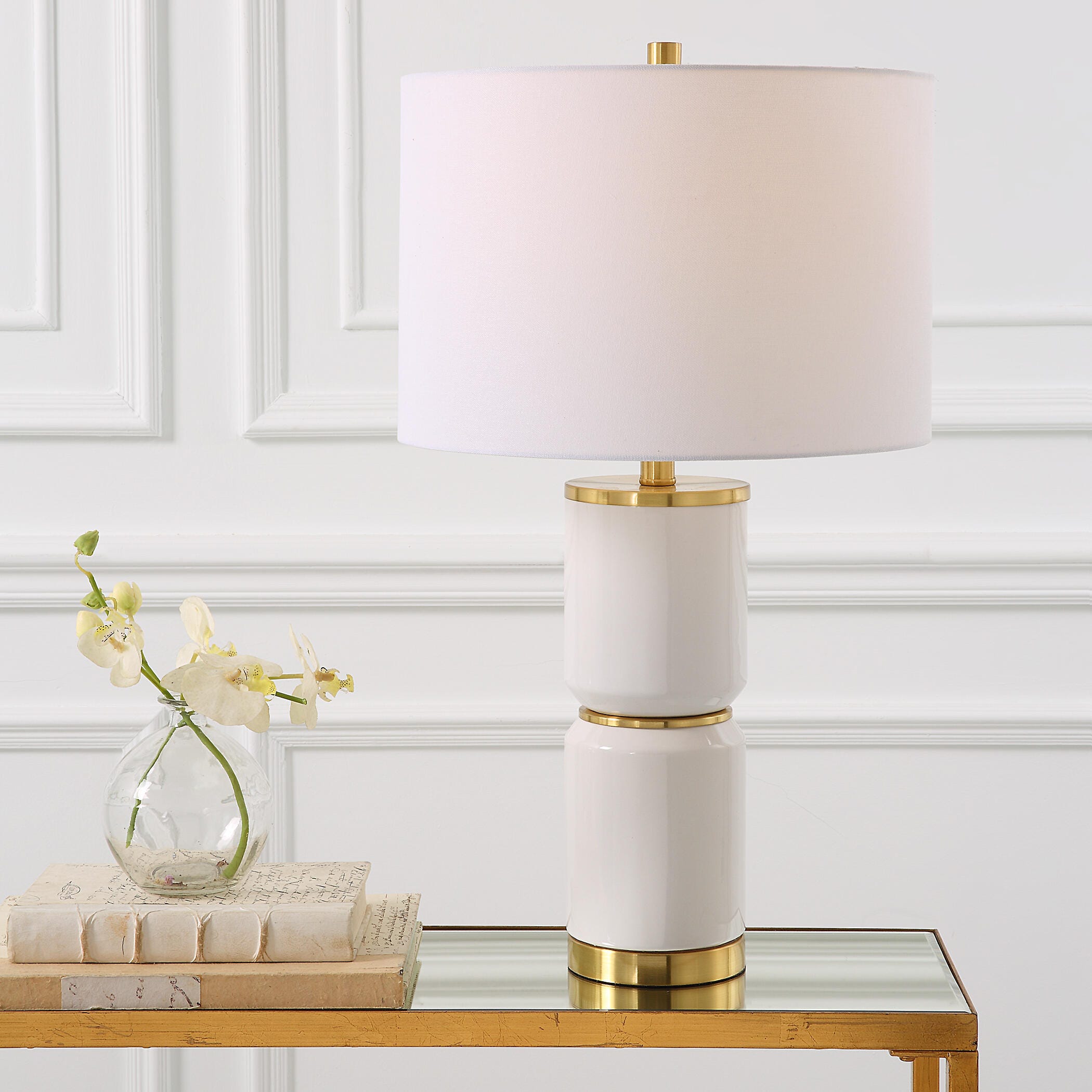 Click here for Exalted Living Cylinders Table Lamp  White prices