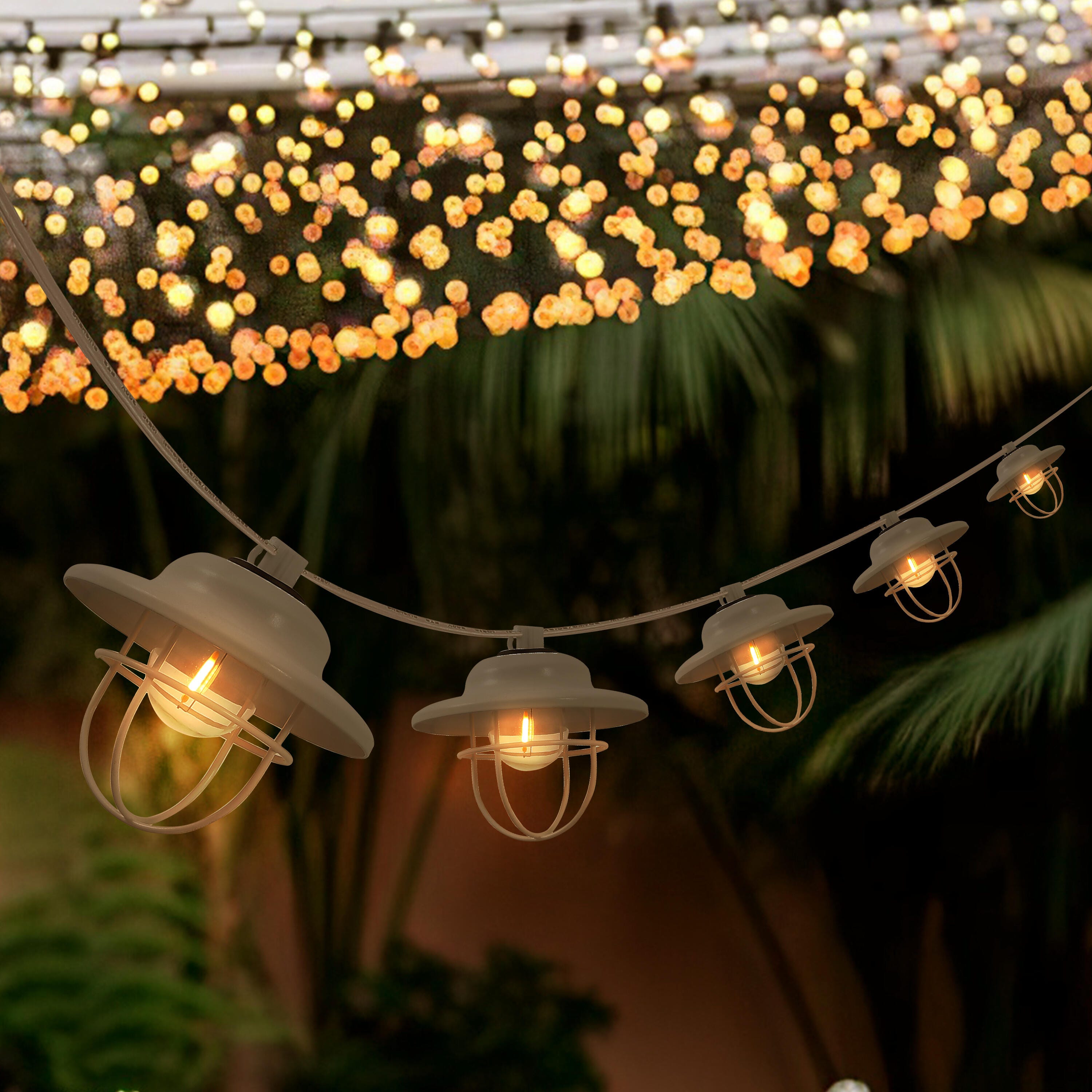 Click here for JONATHAN Y Outdoor Cage Shade String Lights  White prices