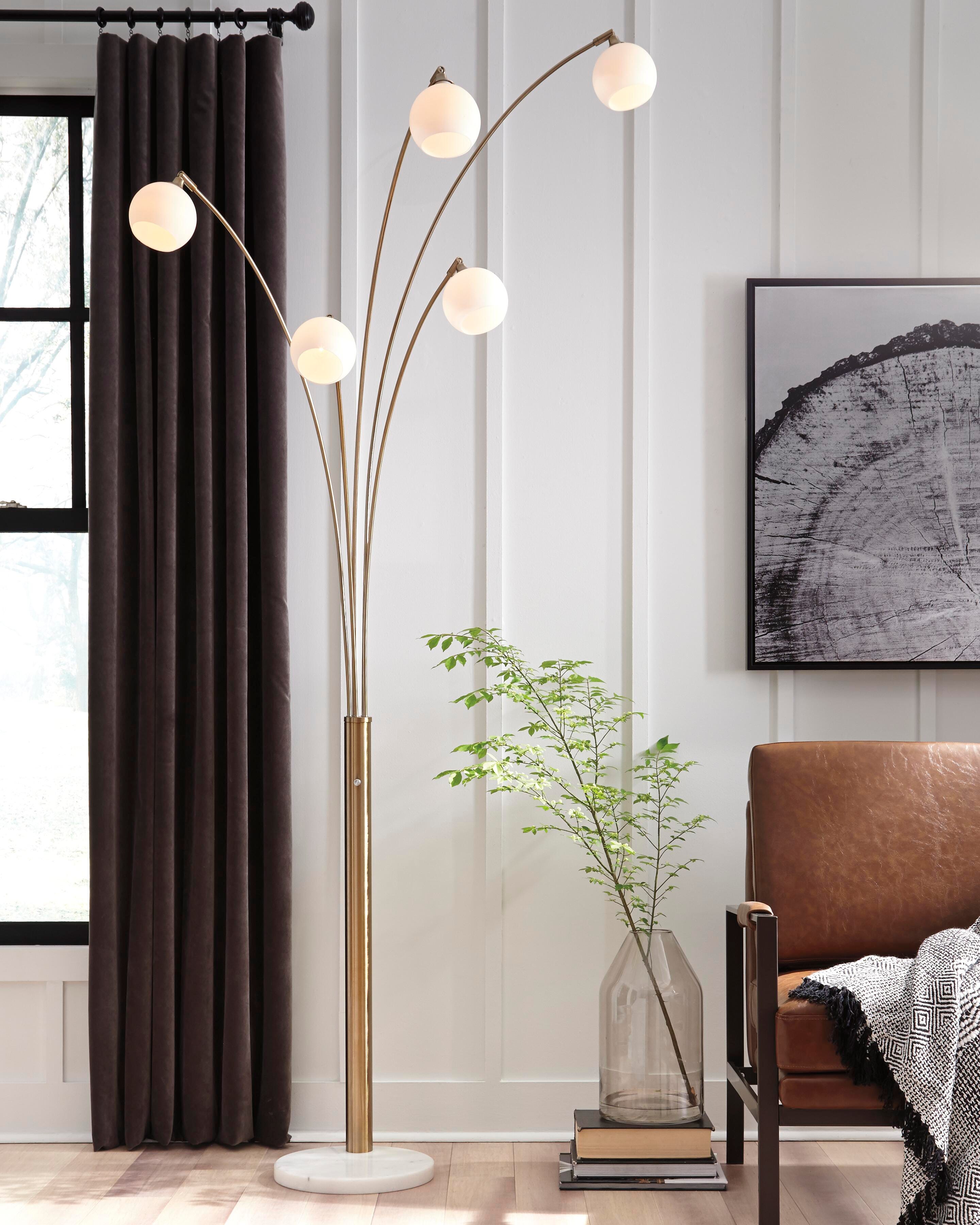 Click here for Taliya Arc Lamp  Champagne/White prices