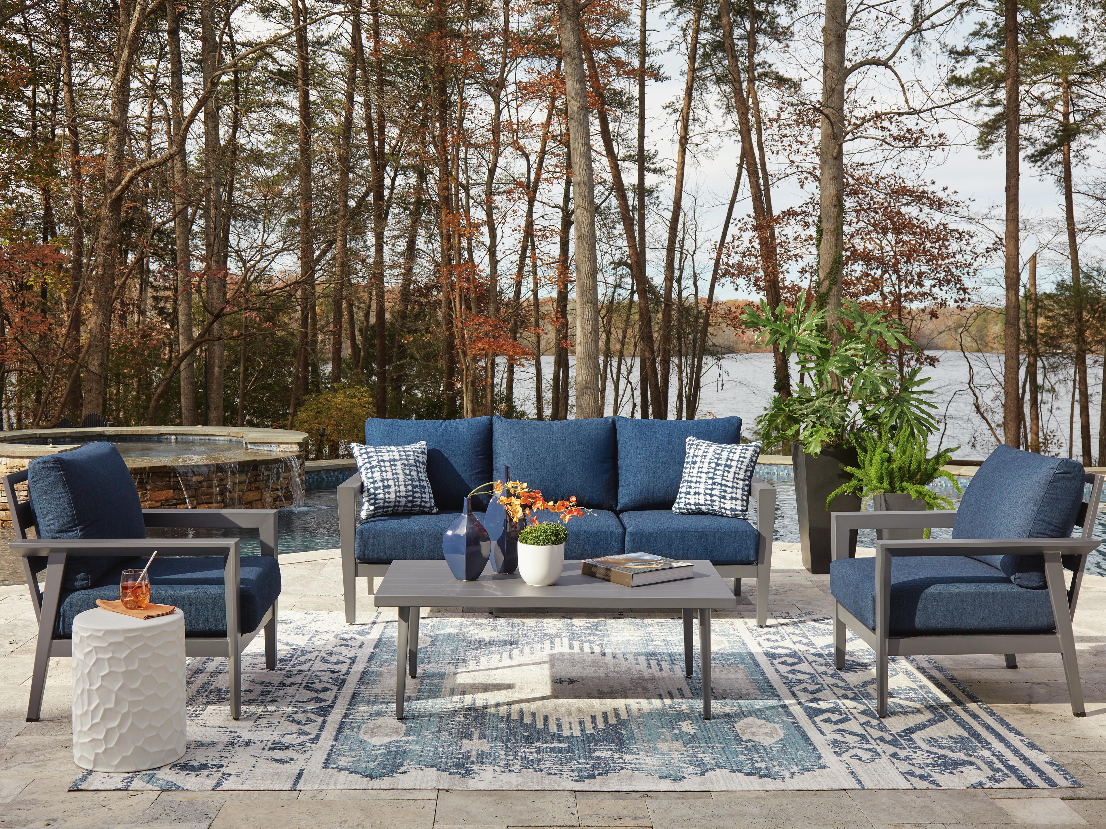 Click here for Gali 4-Piece Outdoor Conversation Set  Gray/Blue prices