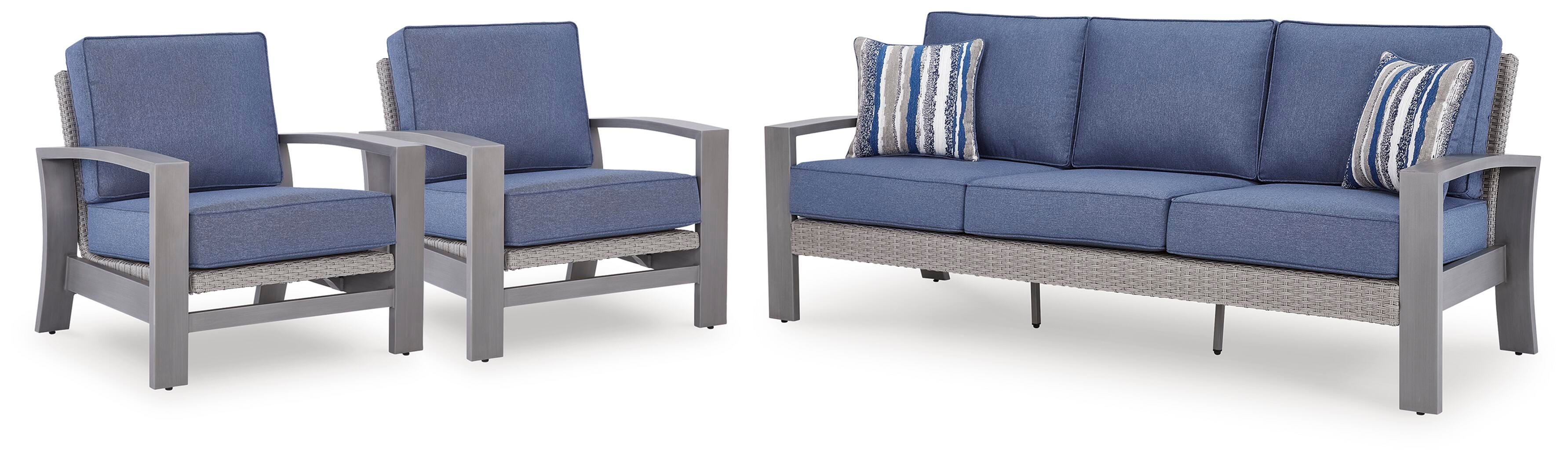 Click here for Dillon Beach Outdoor Sofa with 2 Lounge Chairs  Bl... prices