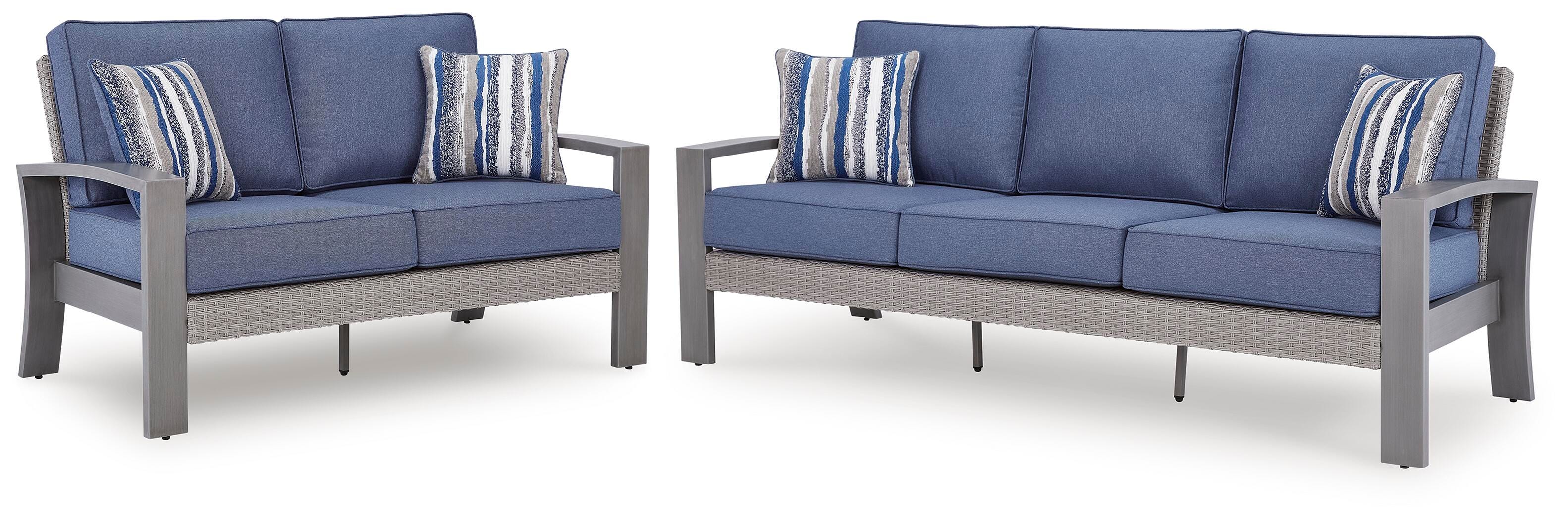 Click here for Dillon Beach Outdoor Sofa and Loveseat  Blue/Gray prices