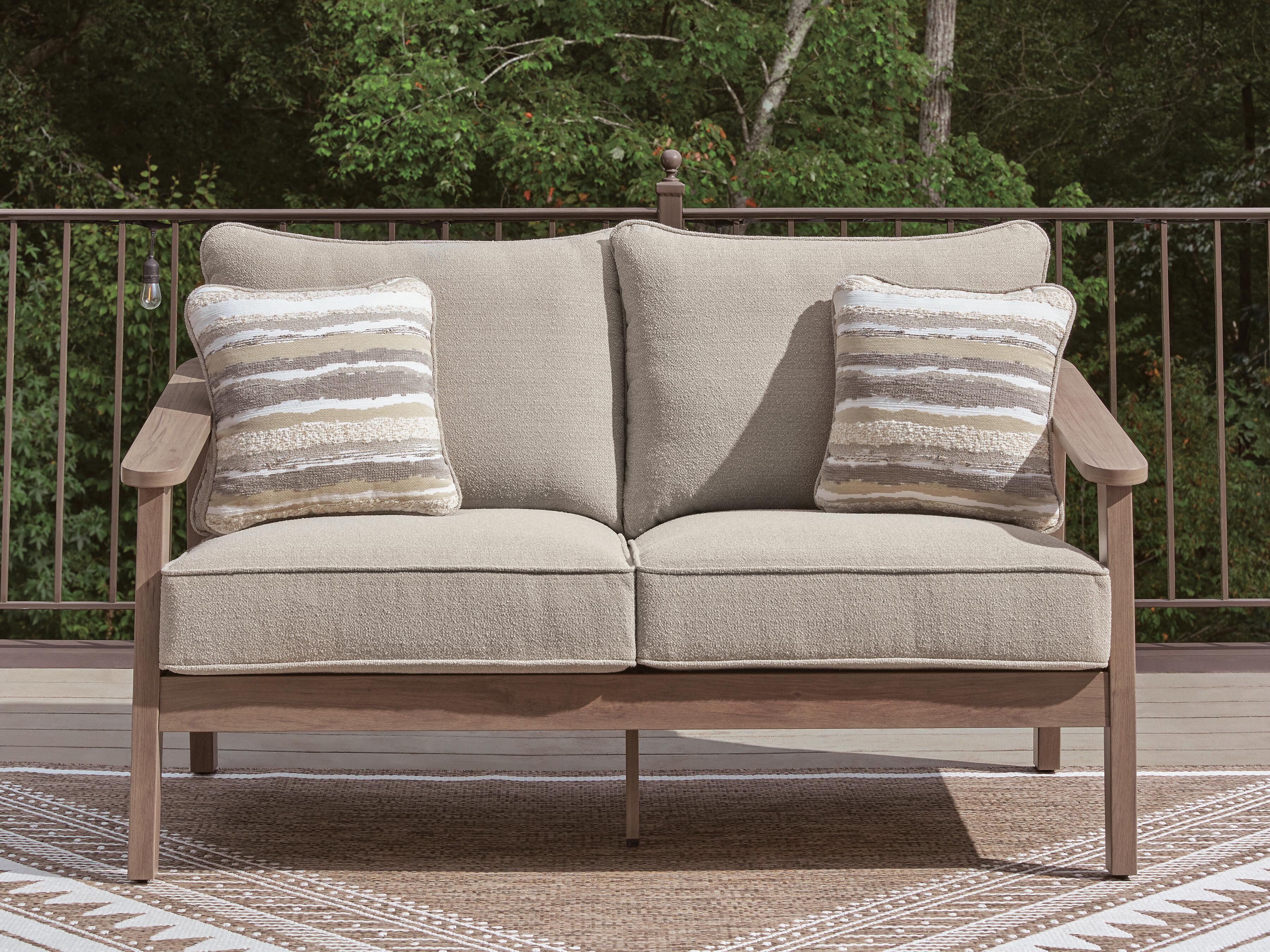 Click here for Francis Beach Outdoor Loveseat with Cushion  Natur... prices