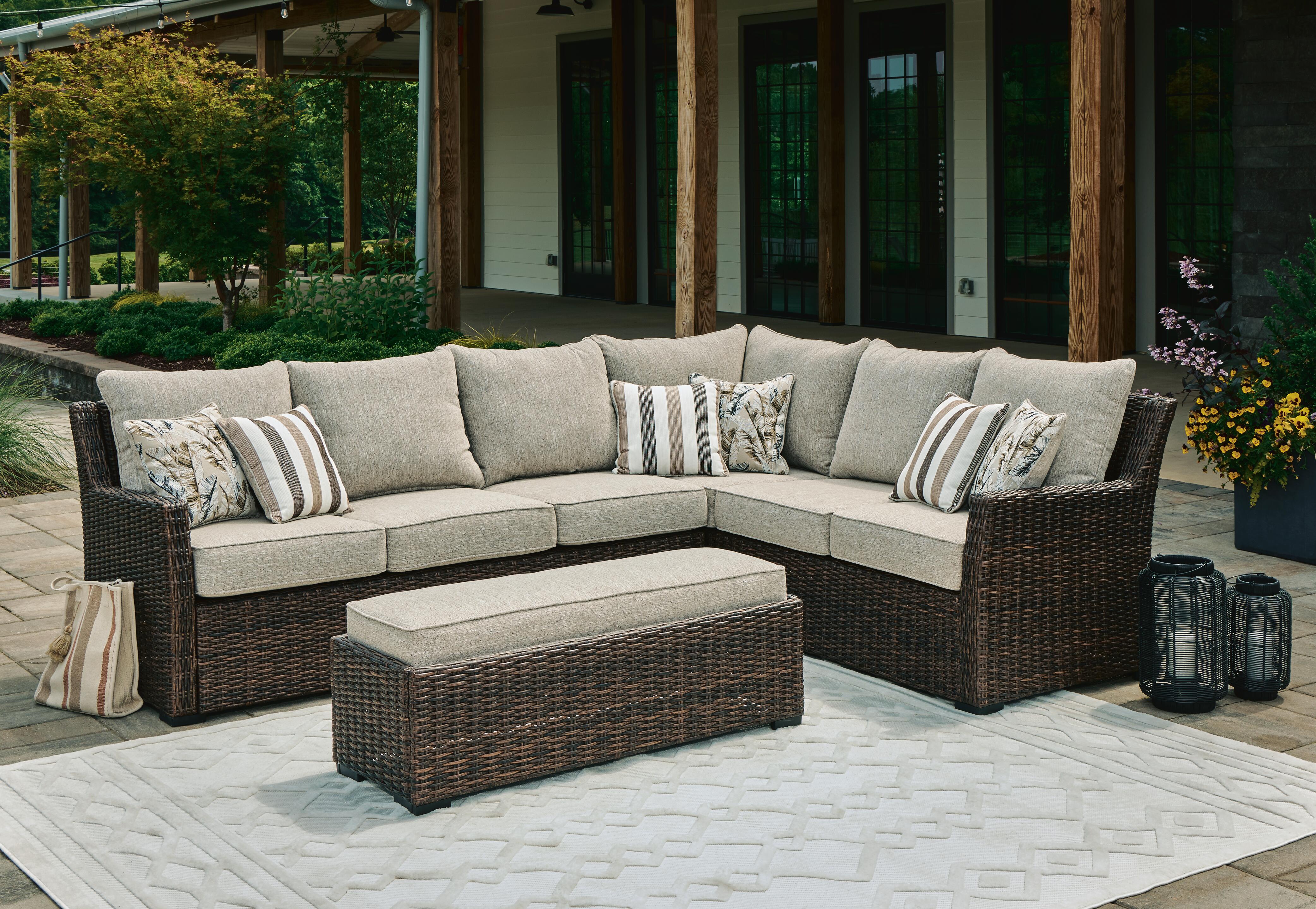 Click here for Brook Ranch 3-Piece Outdoor Sectional Set  Brown prices