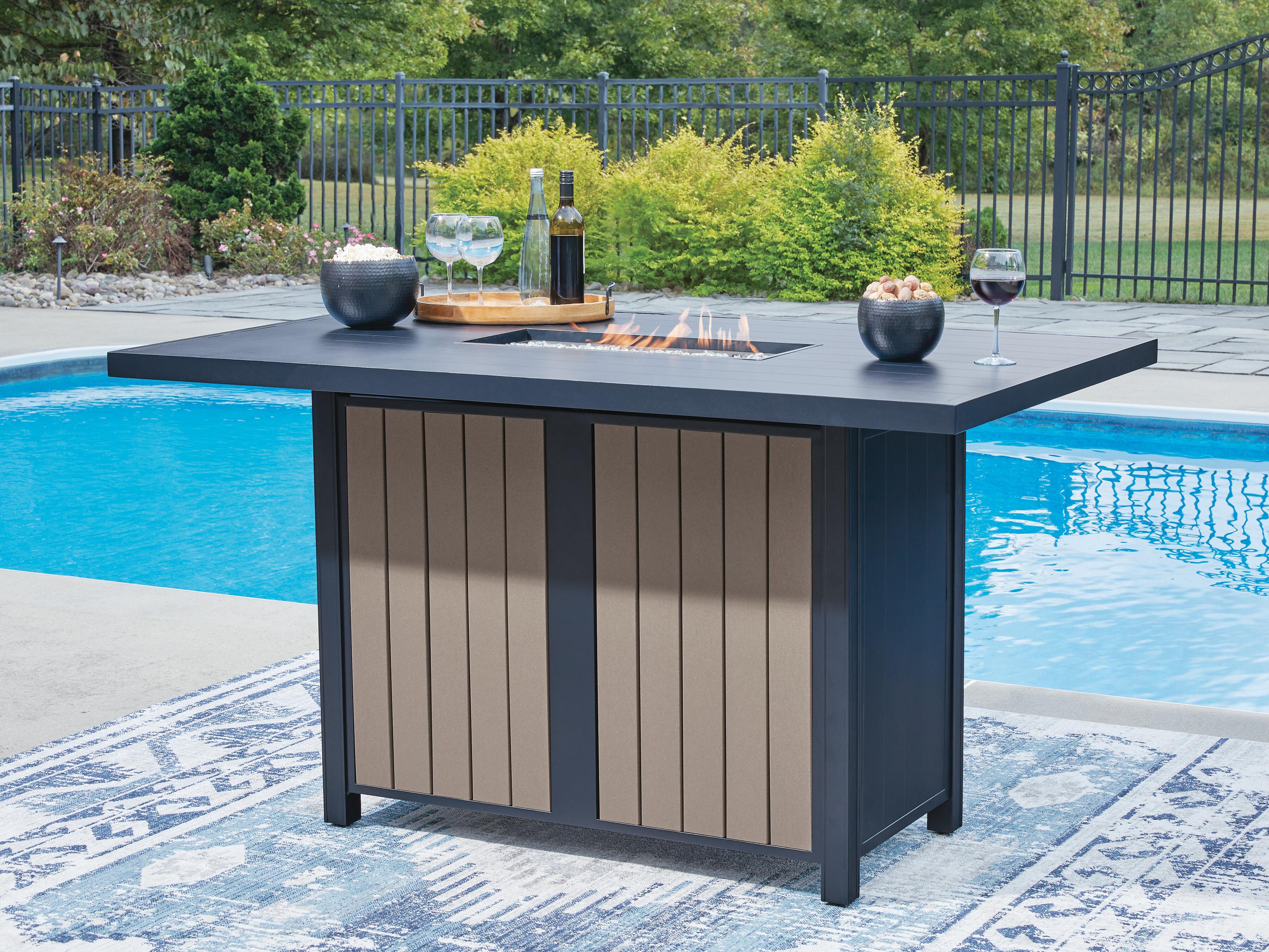 Click here for Mabry Shores Outdoor Bar Table with Fire Pit  Navy... prices