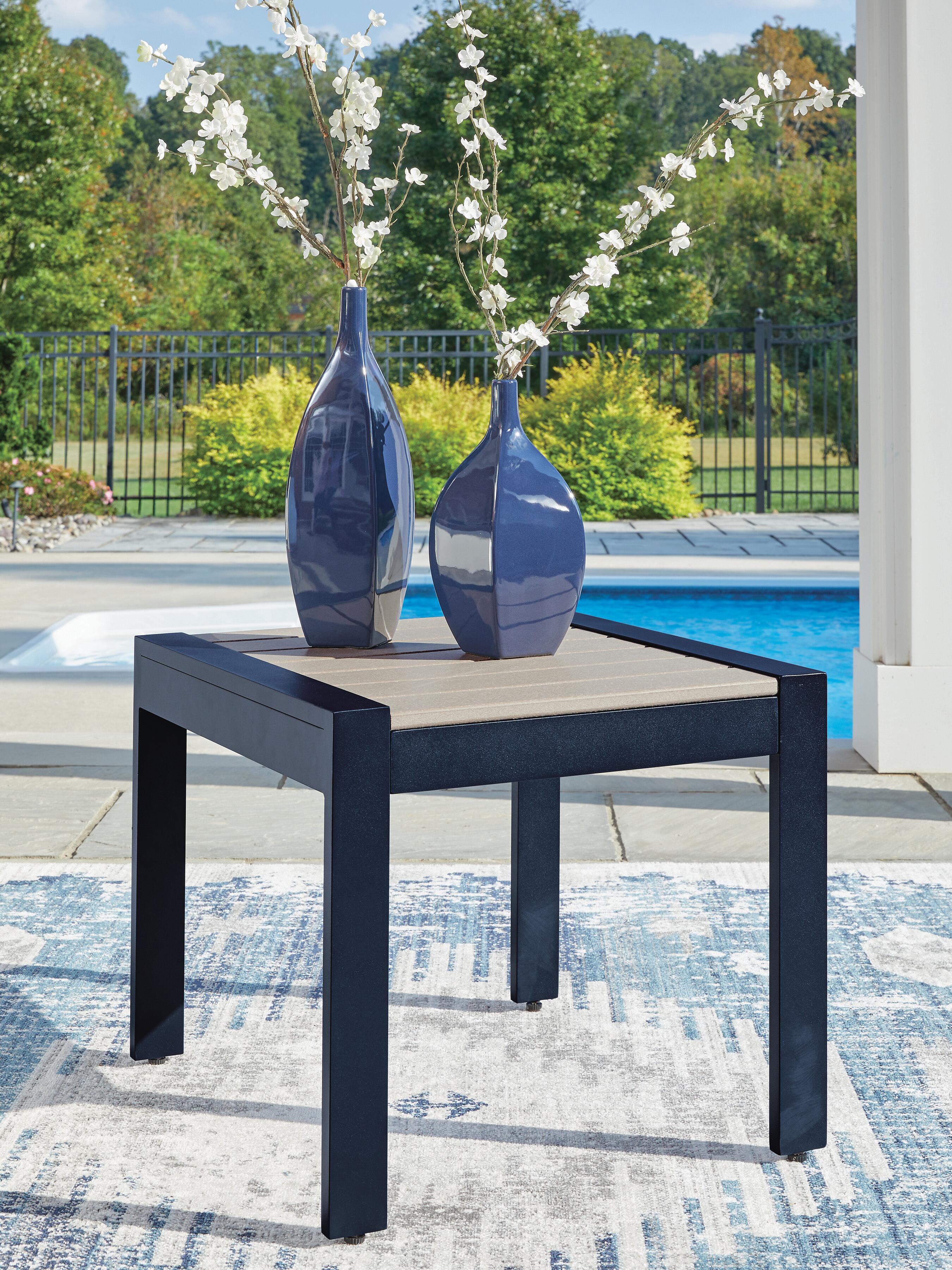 Click here for Mabry Shores Outdoor End Table  Navy Blue/Driftwoo... prices
