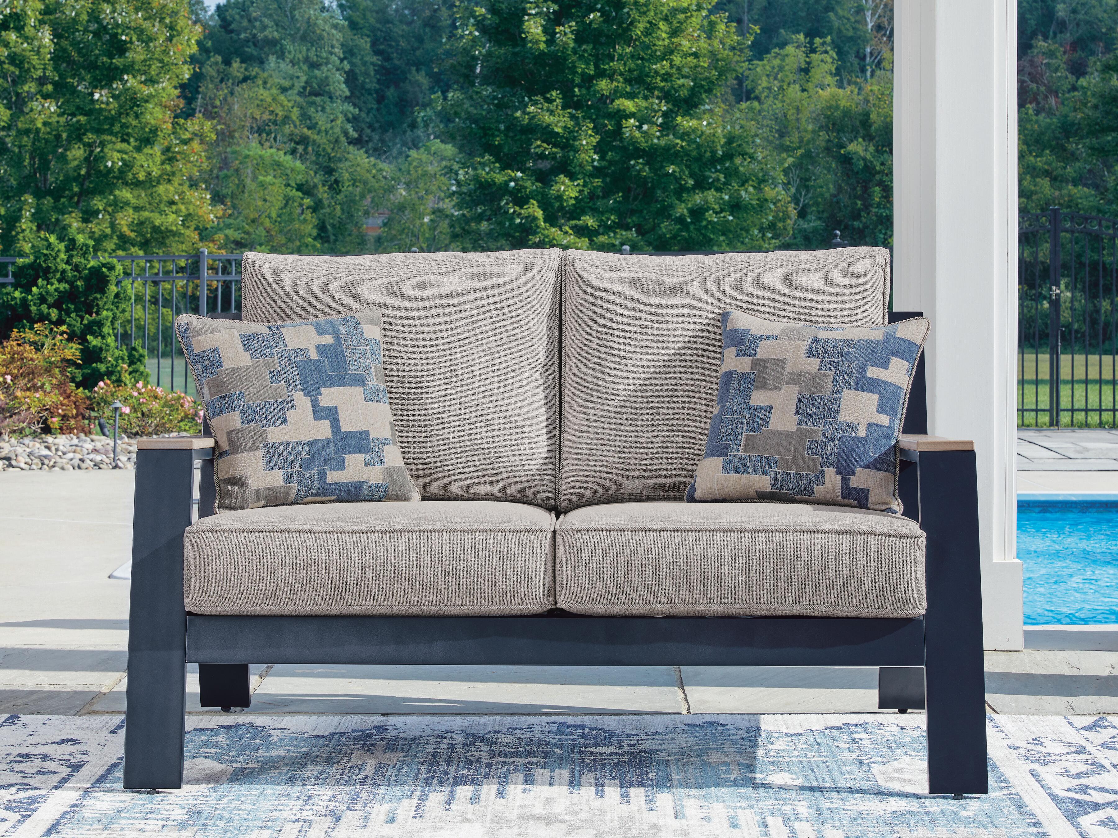 Click here for Mabry Shores Outdoor Loveseat with Cushion  Navy B... prices