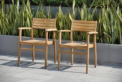 Click here for Outdoor Teak Armchair with Horizontal Slats (Set o... prices