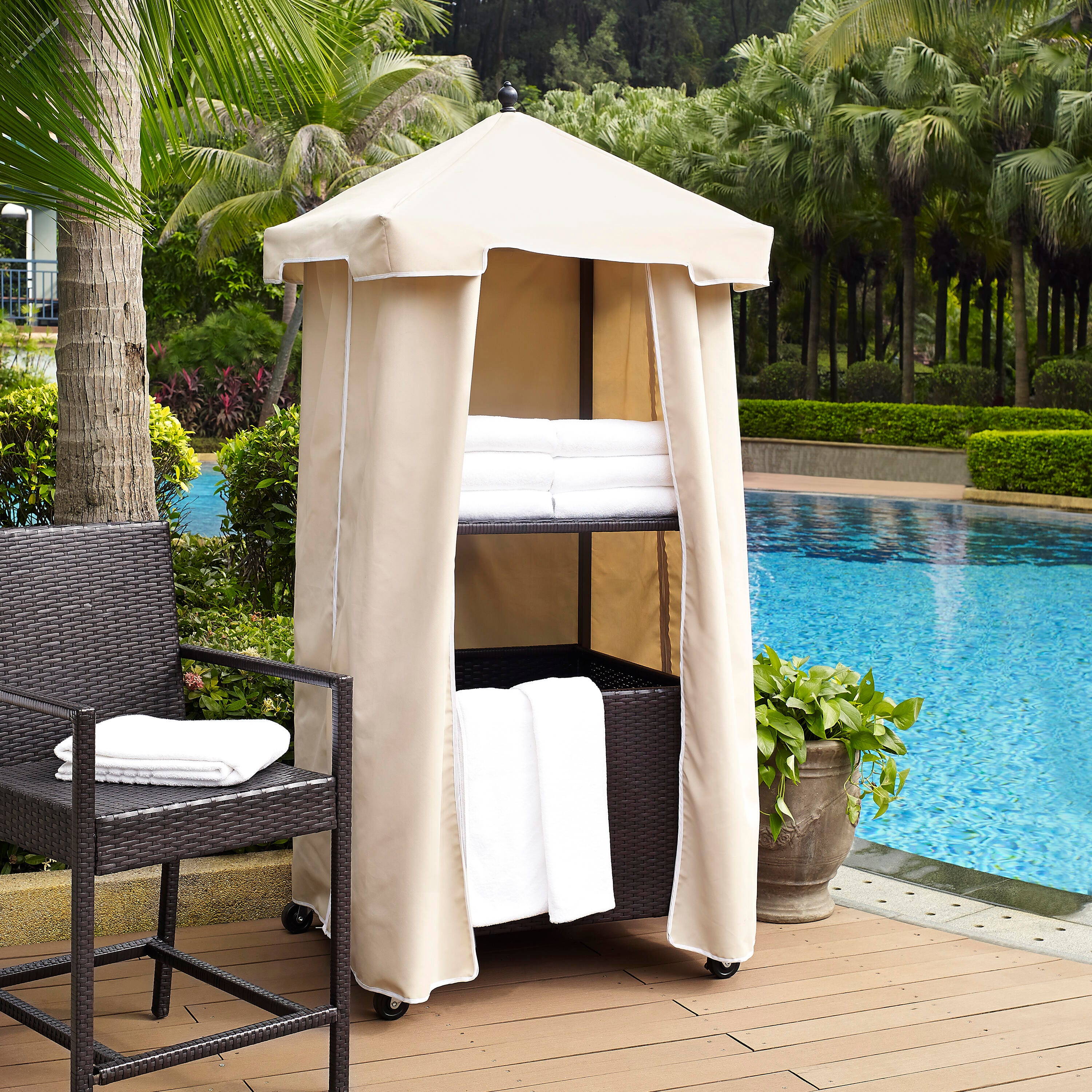 Click here for Palm Harbor Outdoor Towel Valet  Brown/Beige prices