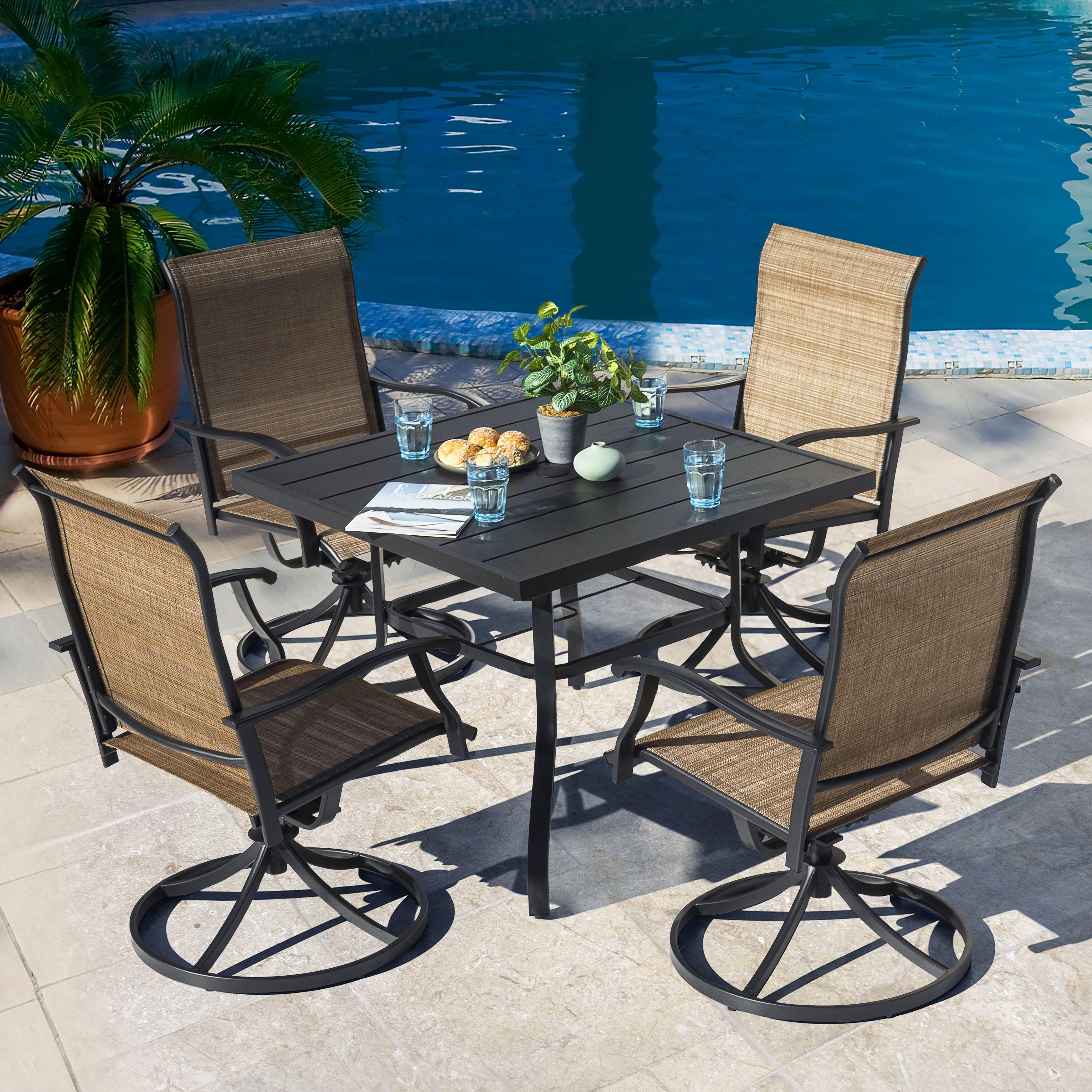 Click here for Nuu Garden Outdoor Dining Table with 4 Chairs  Bla... prices