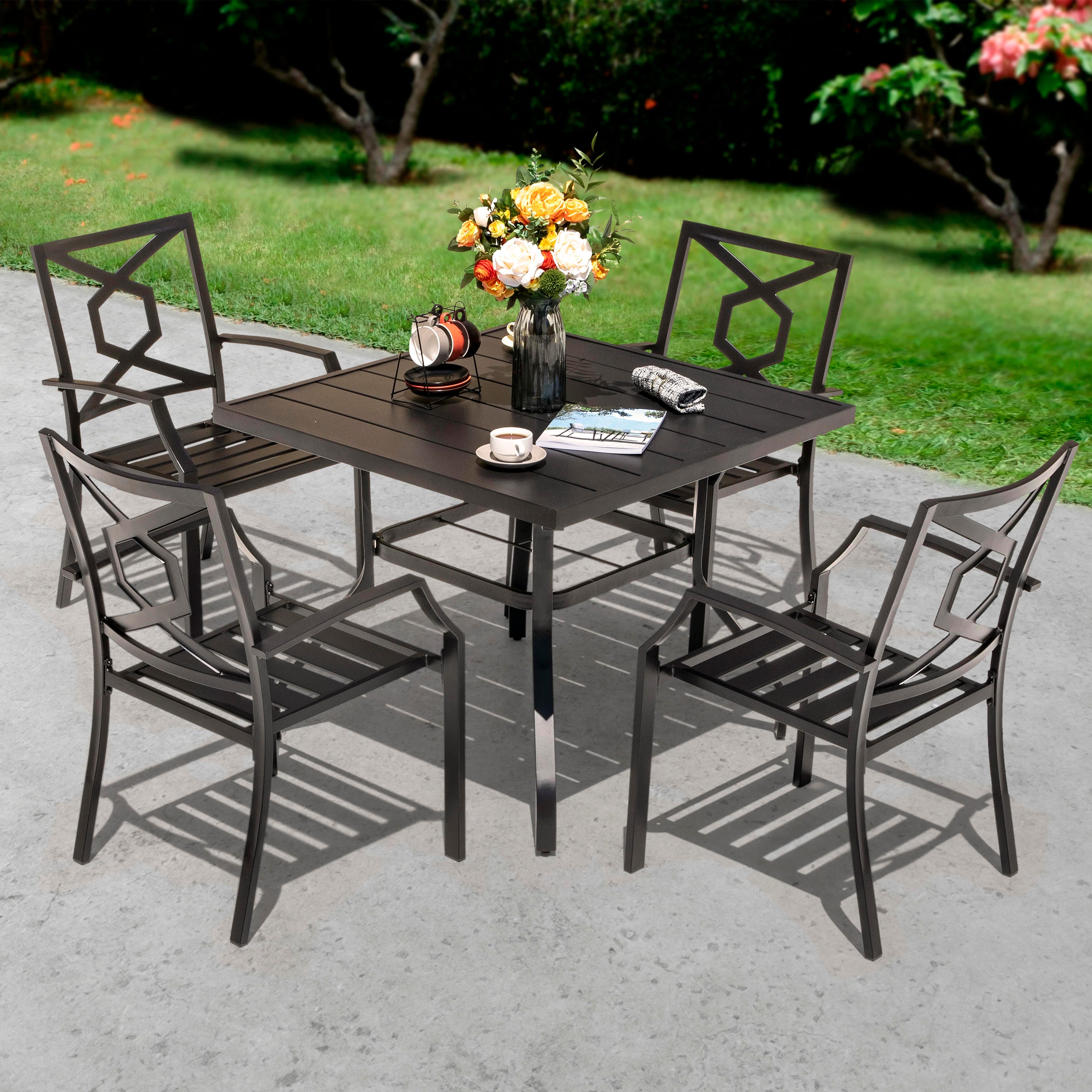 Click here for Nuu Garden Outdoor Dining Table and 4 Stackable Ch... prices