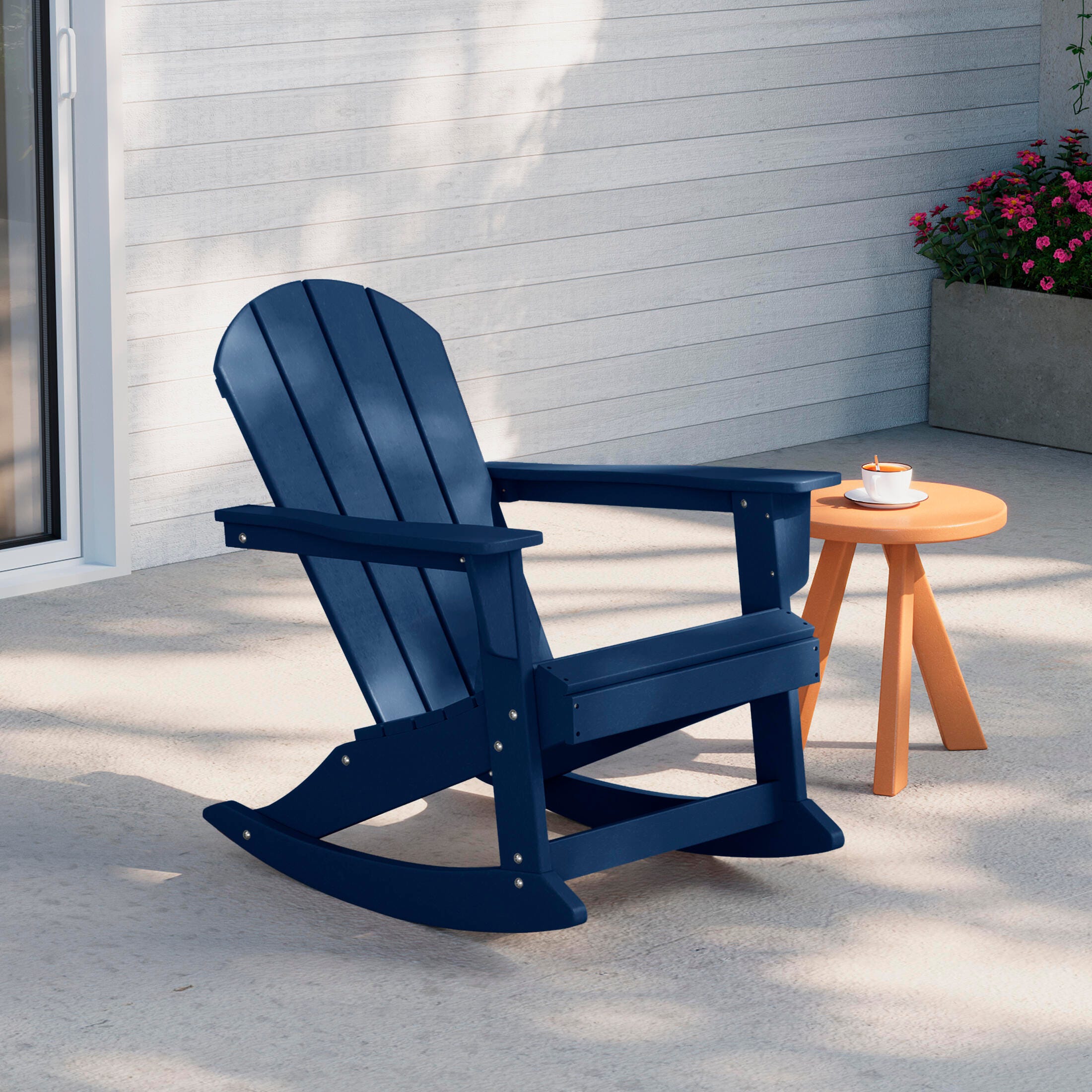 Click here for Venice Outdoor Adirondack Rocking Chair  Navy Blue prices