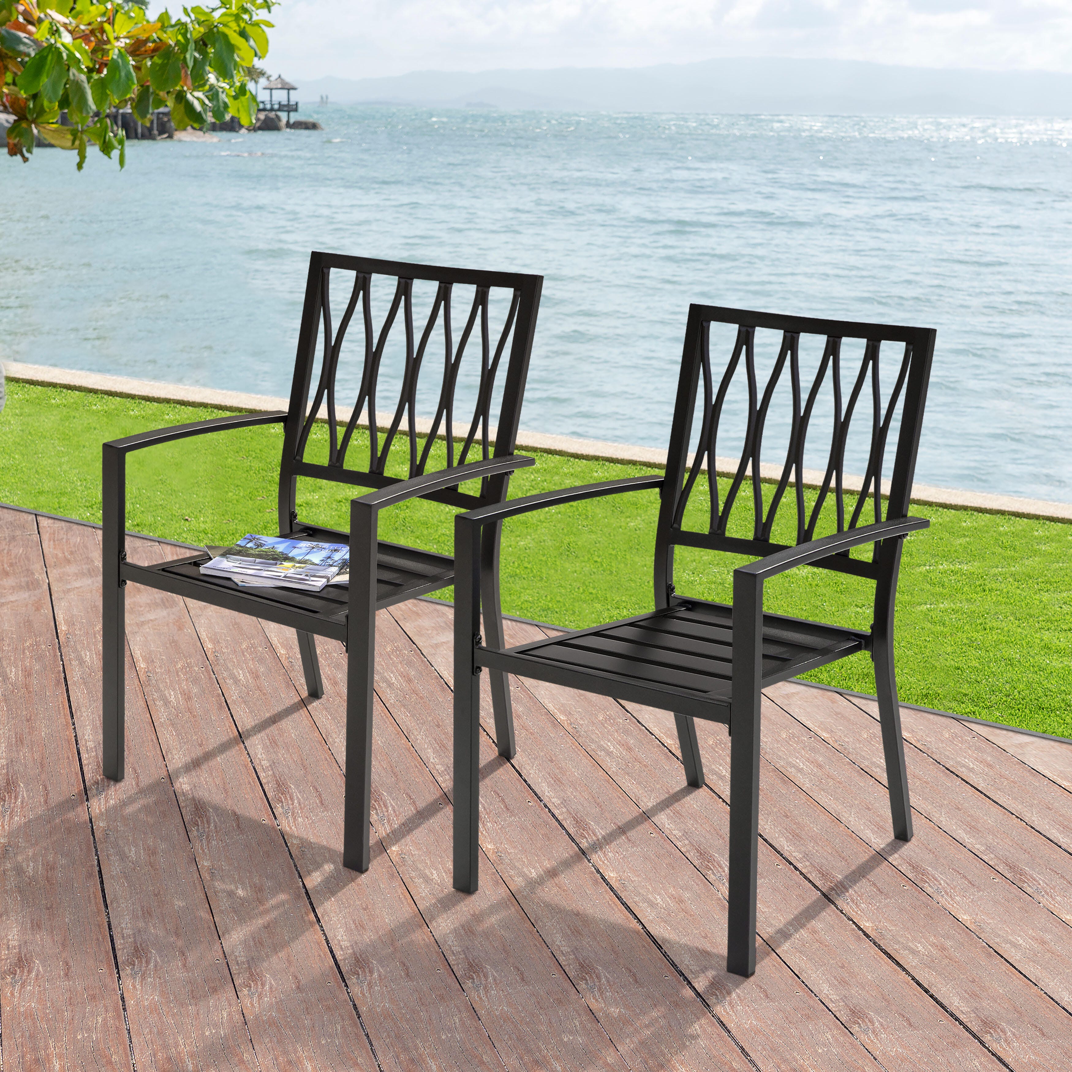 Click here for Nuu Garden Wrought Iron Patio Dining Chair (Set of... prices