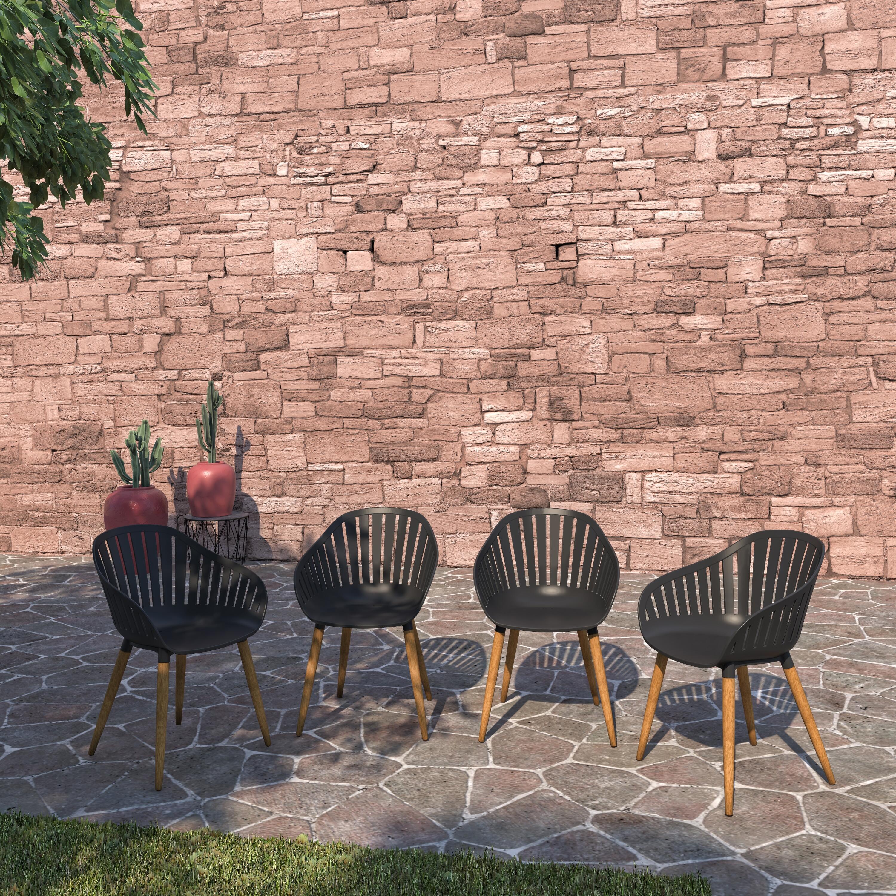 Click here for Amazonia Set of 4 Patio Dining Chairs  Black/Light... prices