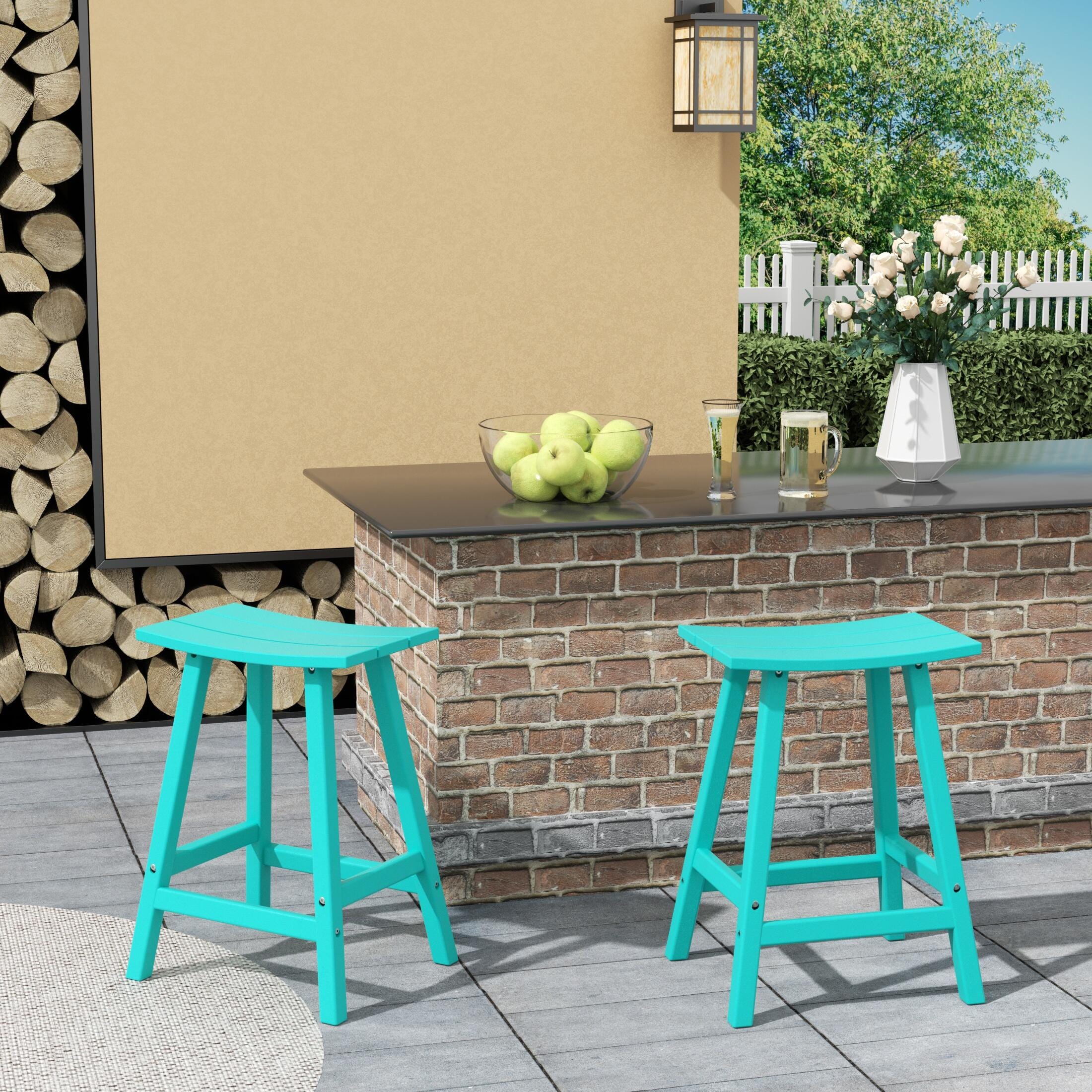 Click here for Otto Outdoor Bar Stool (Set of 2)  Turquoise prices