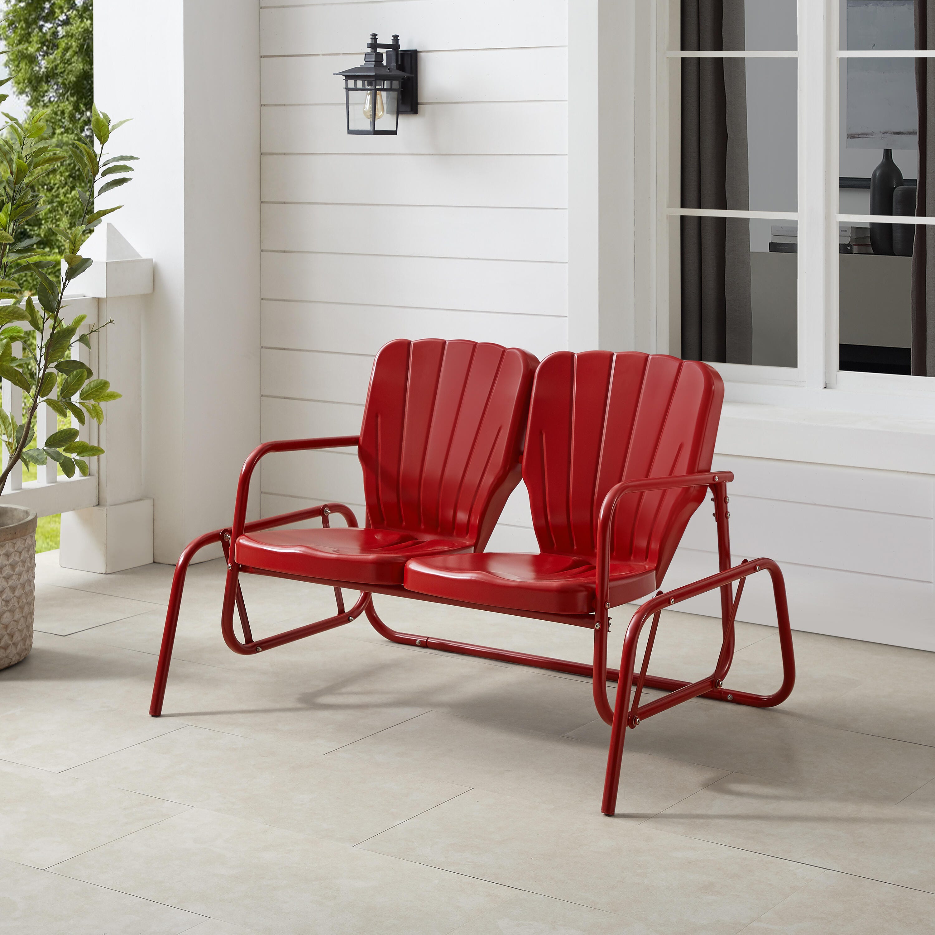 Click here for Ridgeland Outdoor Loveseat Glider  Bright Red prices