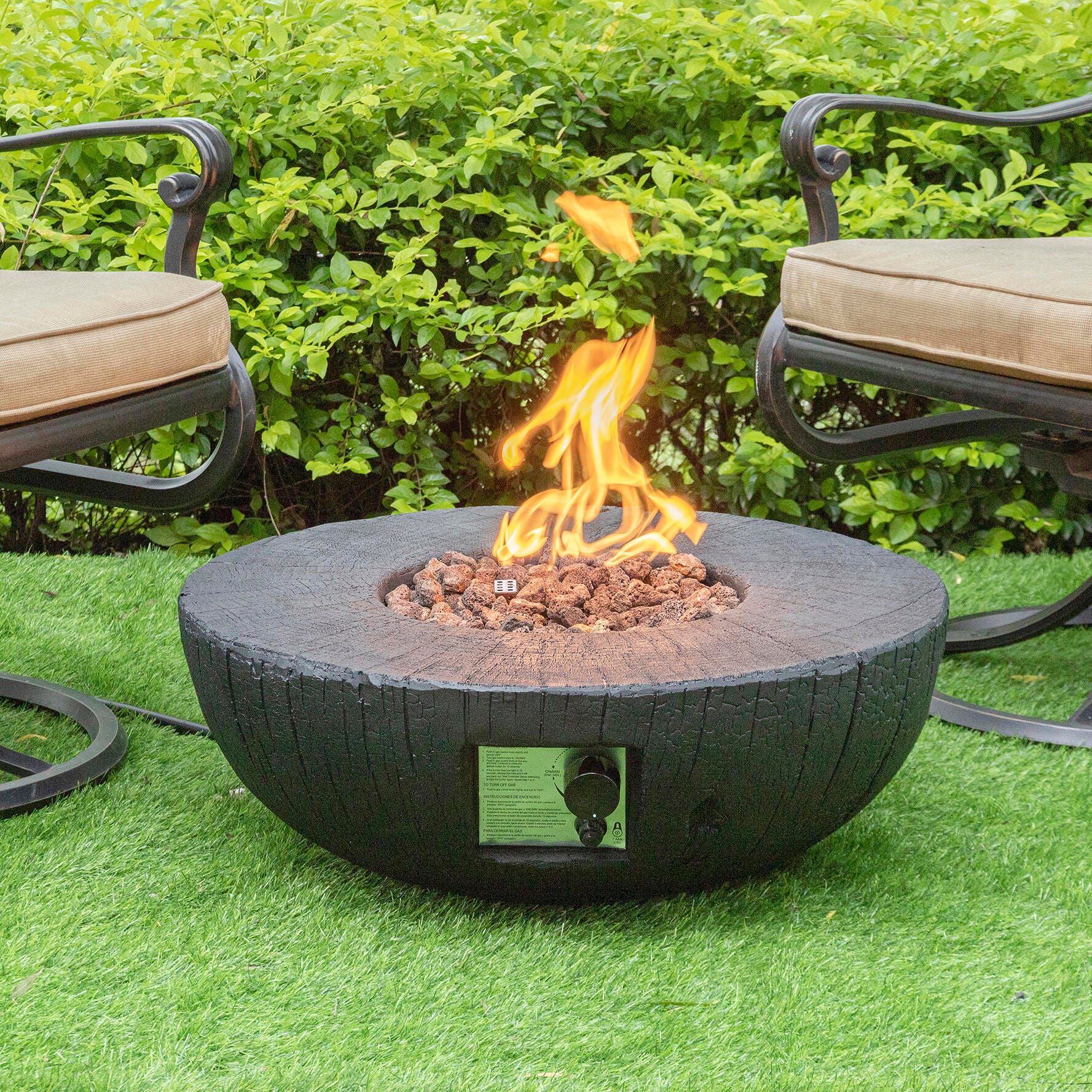 Click here for AFTERGLOW Tree Bark Design Outdoor Fire Pit  Black prices