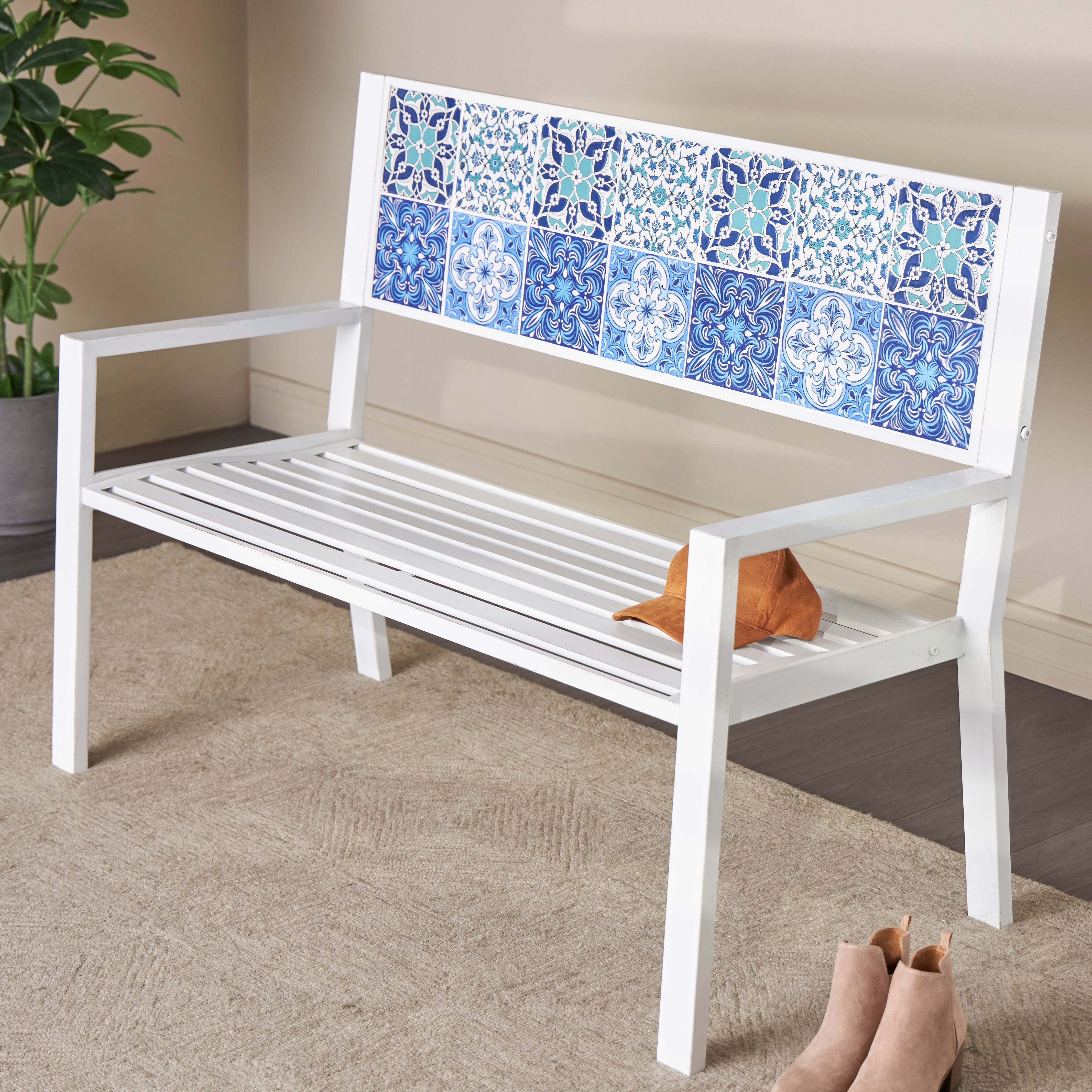 Click here for Bayberry Lane Mosaic Outdoor Bench  White prices
