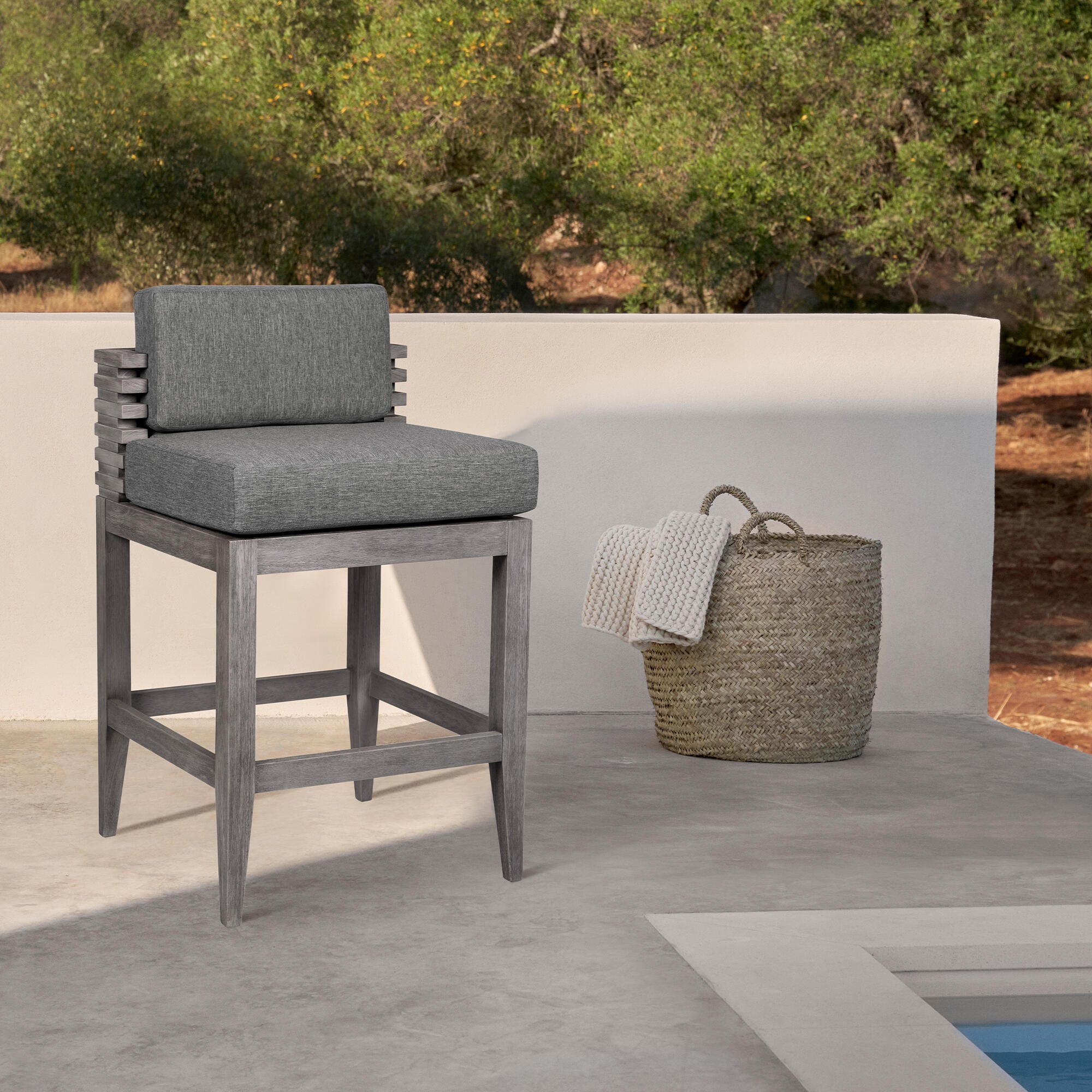 Click here for Vivid Outdoor Patio Counter Stool  Light Gray prices