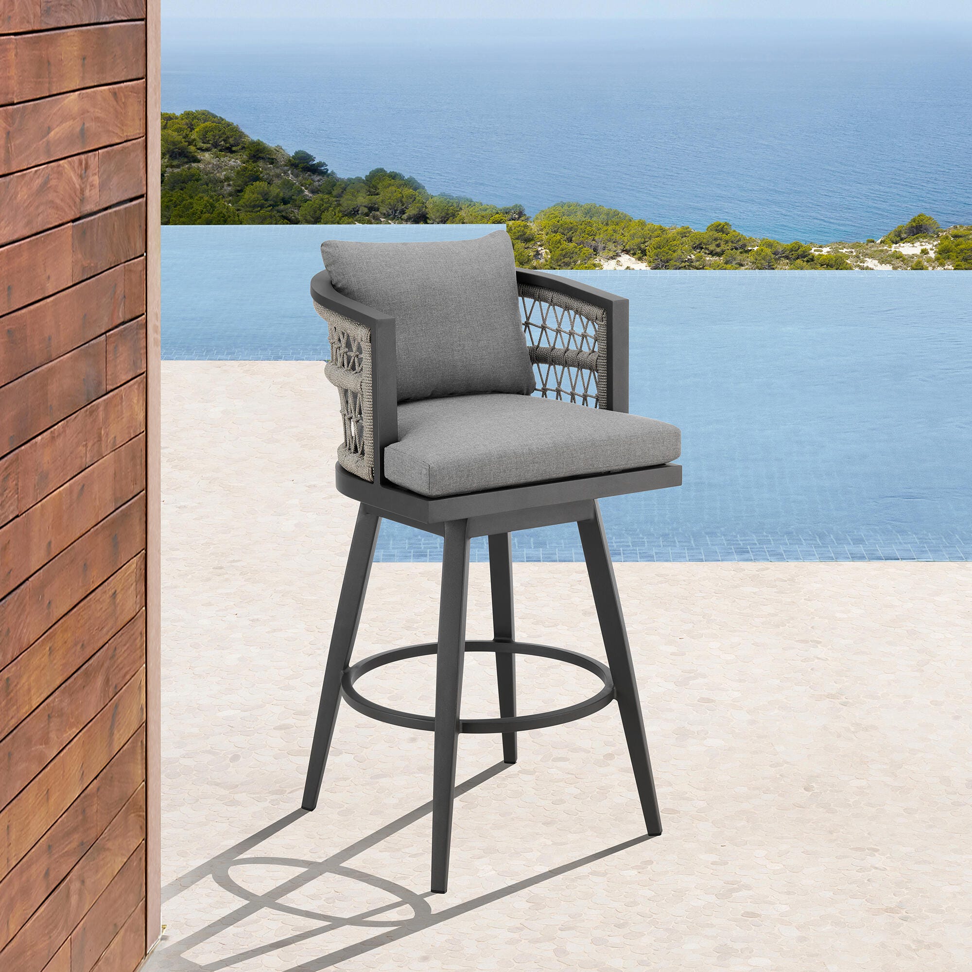 Click here for Zella Outdoor Patio Swivel Bar Stool  Earl Gray prices