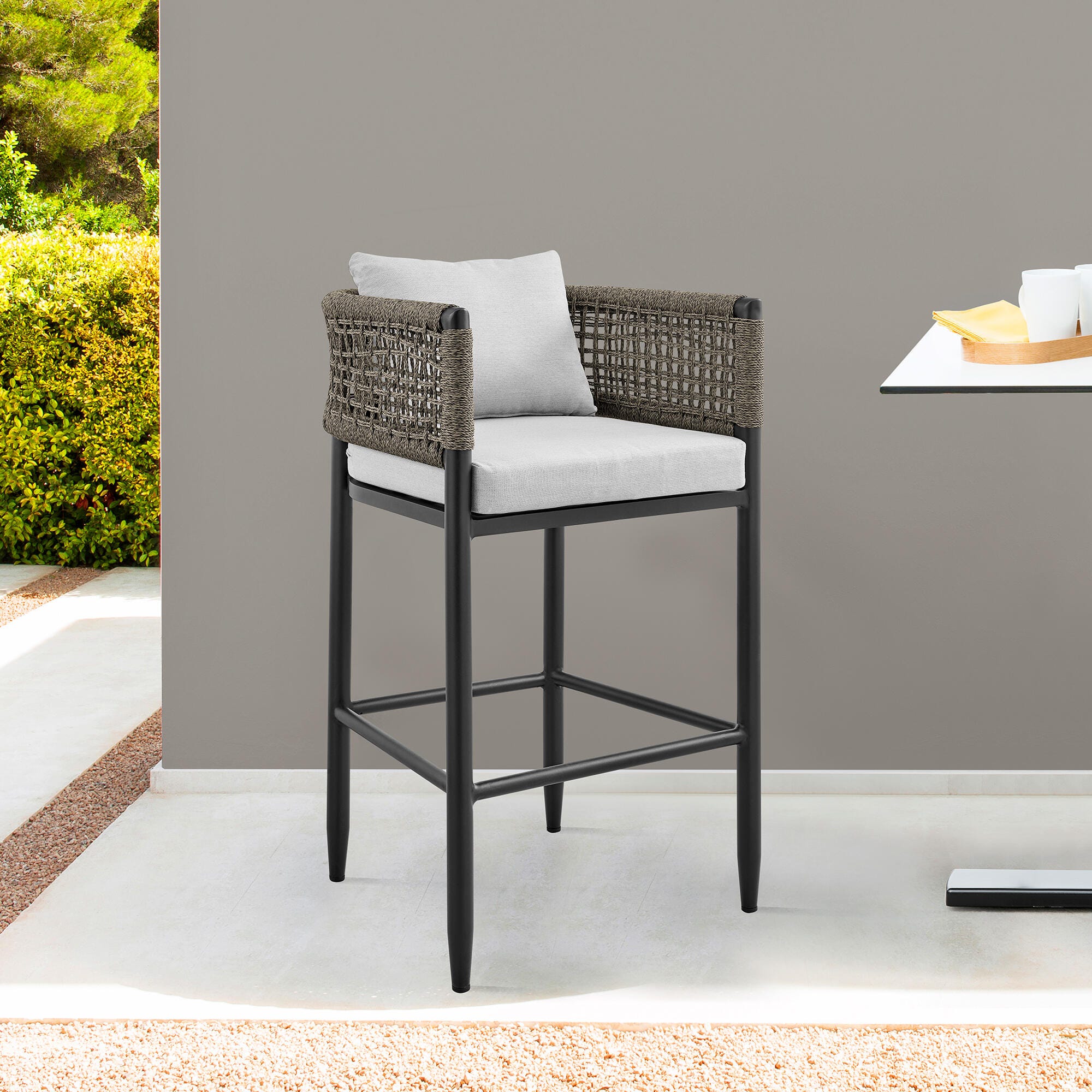 Click here for Alegria Outdoor Patio Bar Stool  Light Gray prices