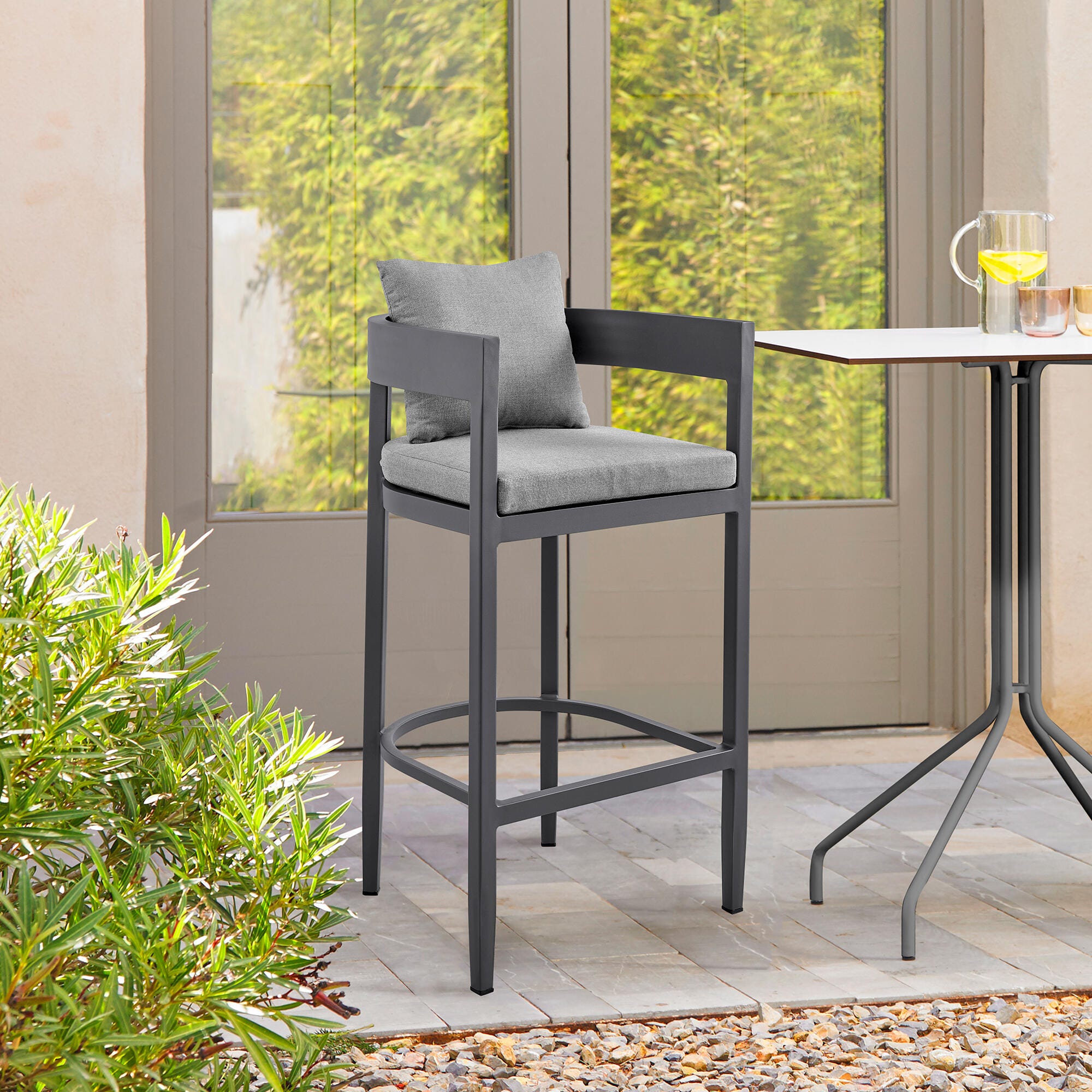 Click here for Menorca Outdoor Patio Counter Stool  Dark Gray prices