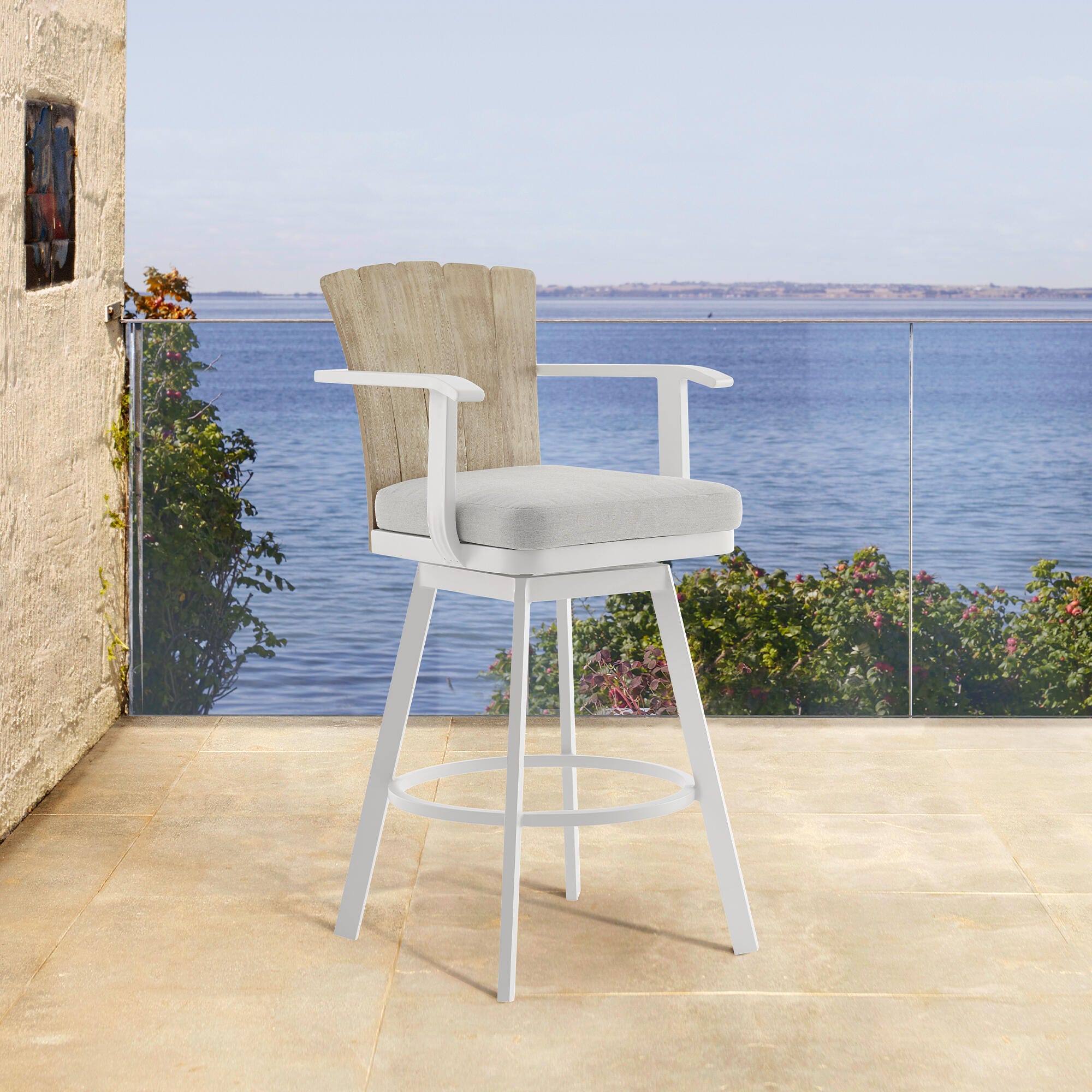 Click here for Hazel Outdoor Patio Swivel Counter Stool  Argent G... prices