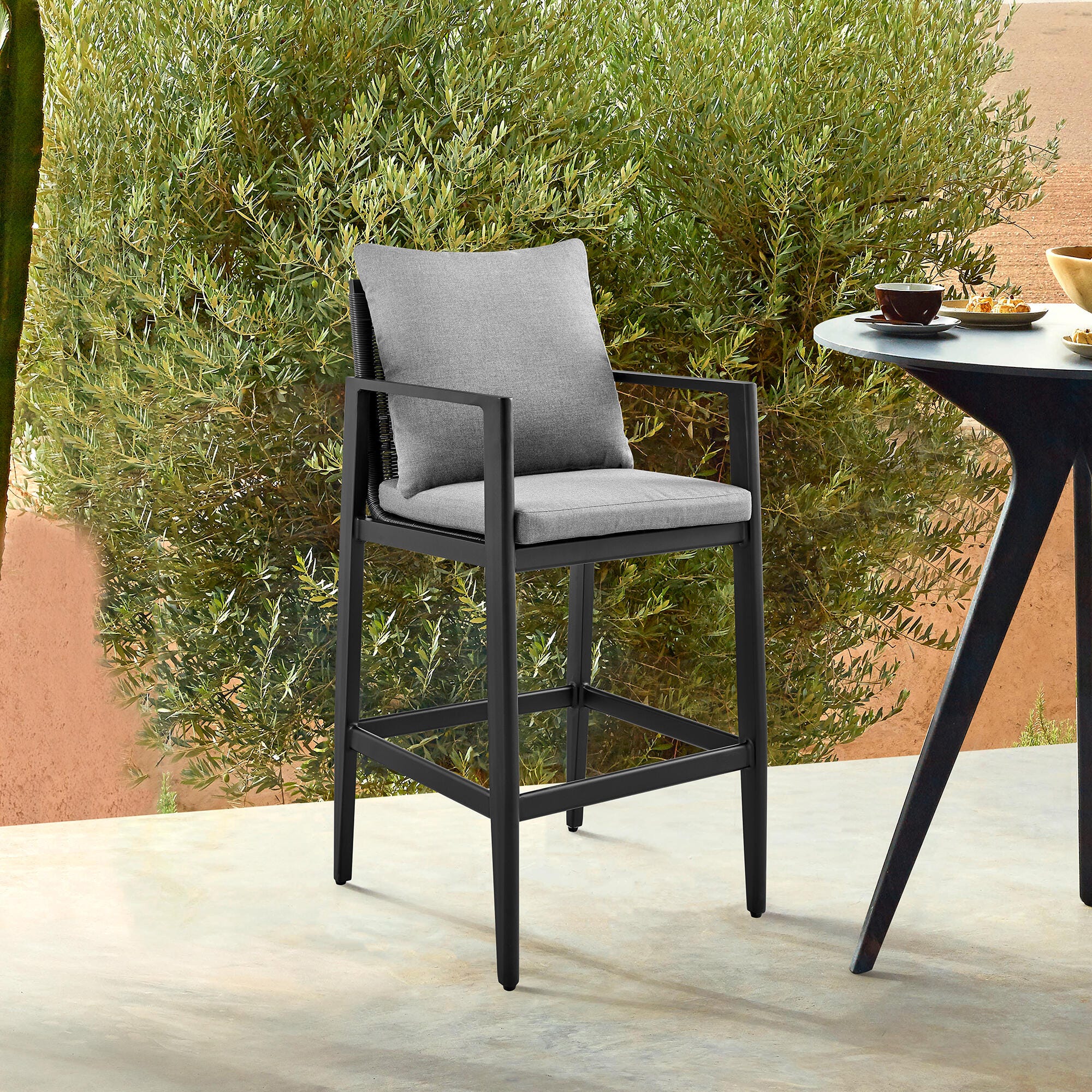 Click here for Cayman Outdoor Patio Bar Stool  Dark Gray prices