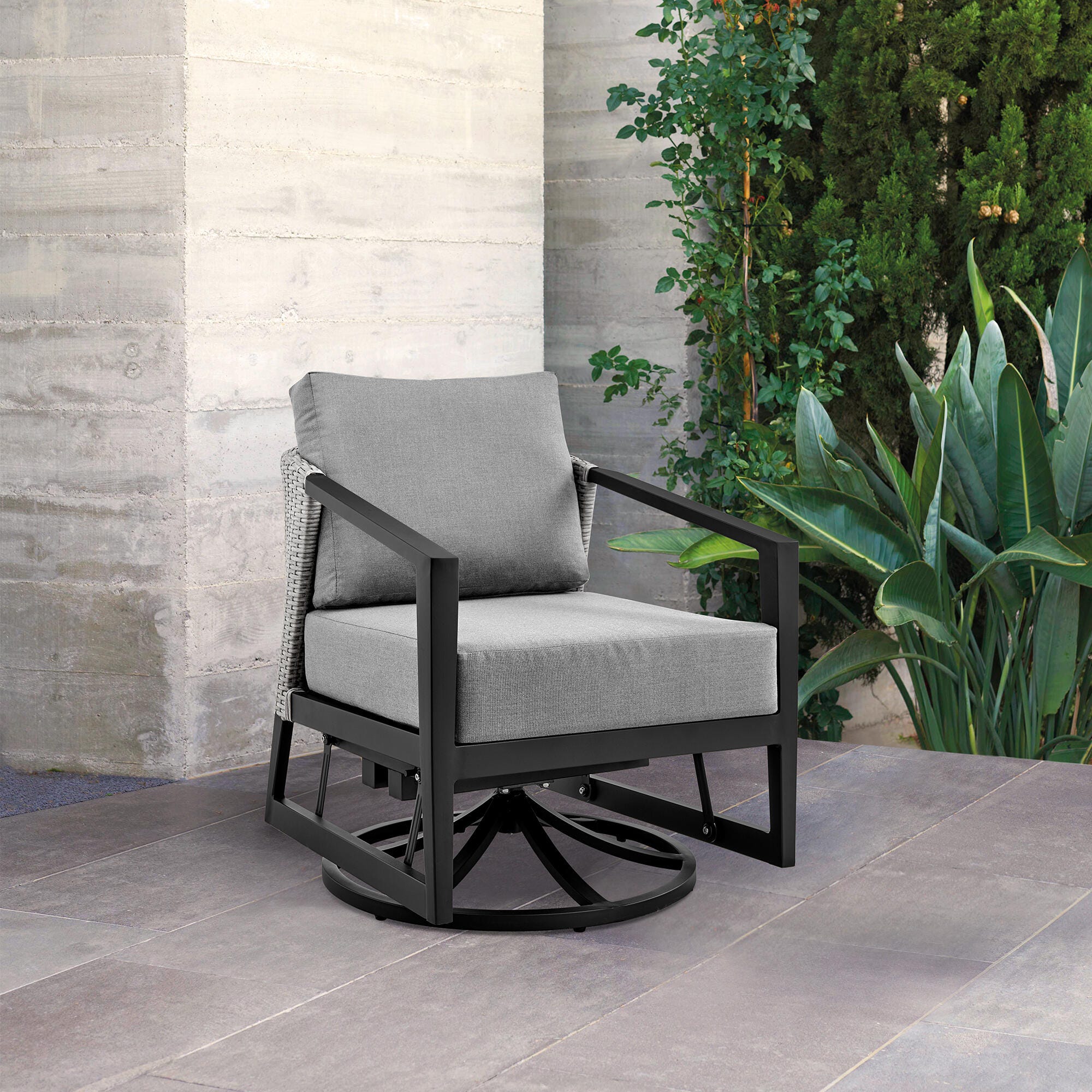Click here for Palma Outdoor Patio Swivel Lounge Chair  Dark Gray prices