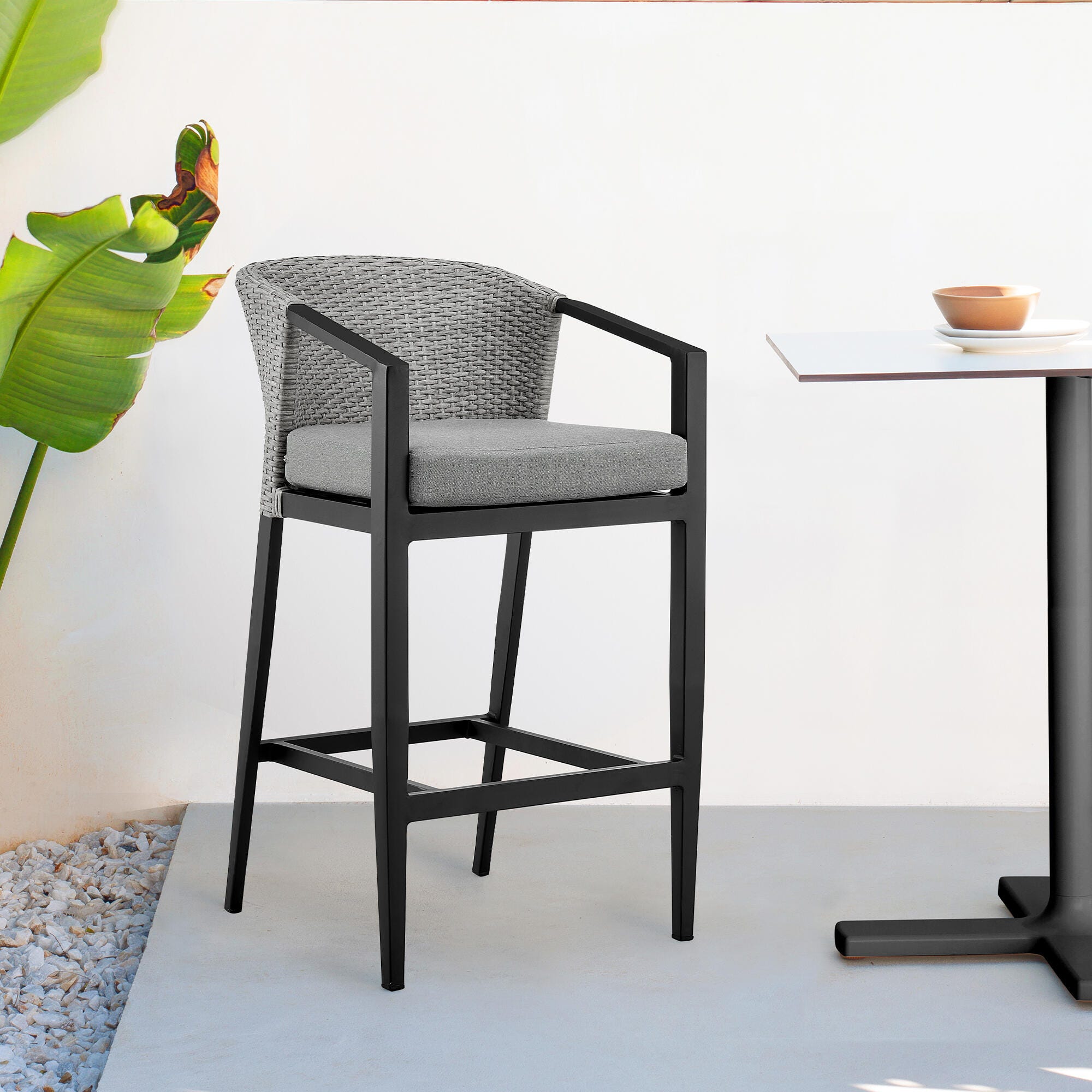 Click here for Palma Outdoor Patio Bar Stool  Dark Gray prices