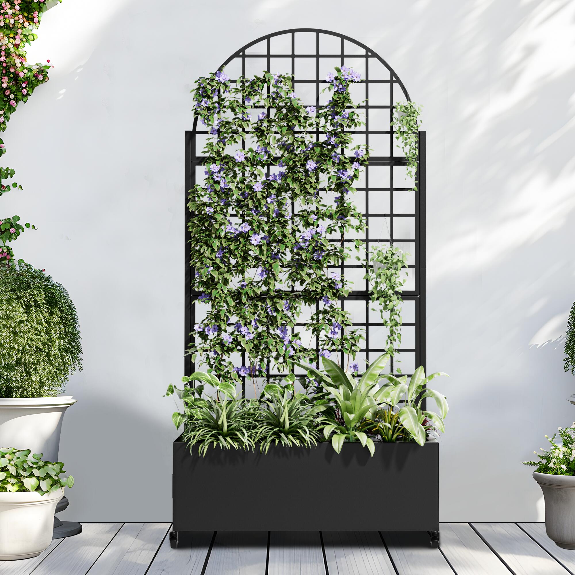 Click here for TranquilBreeze 71 Arched Grid Outdoor Trellis  Bla... prices
