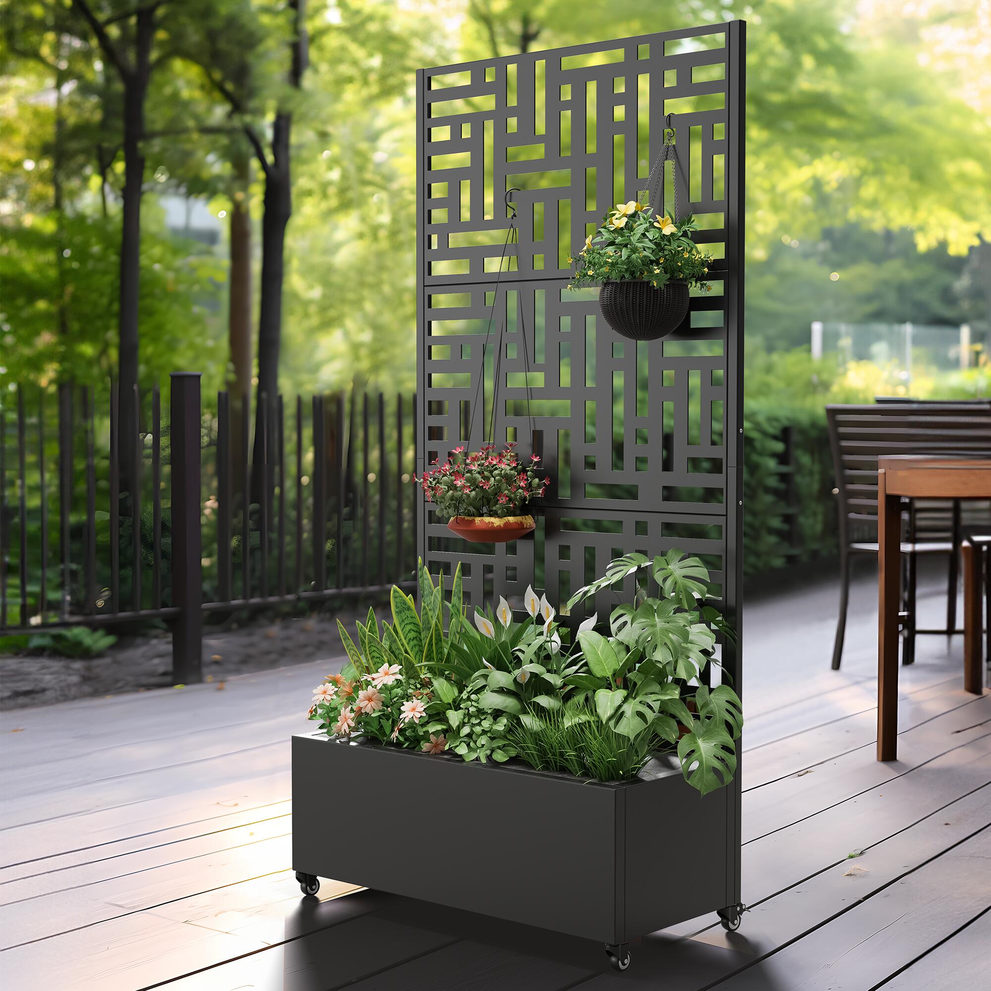 Click here for TranquilBreeze 71 Abstract Outdoor Trellis  Black prices