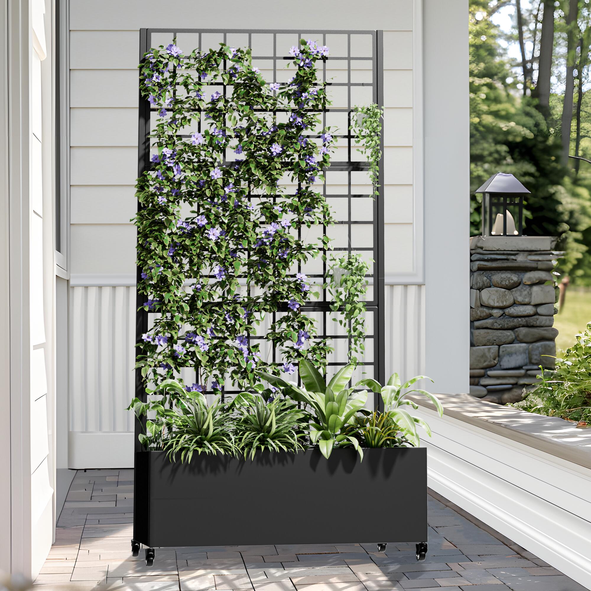Click here for TranquilBreeze 71 Grid Outdoor Trellis  Black prices