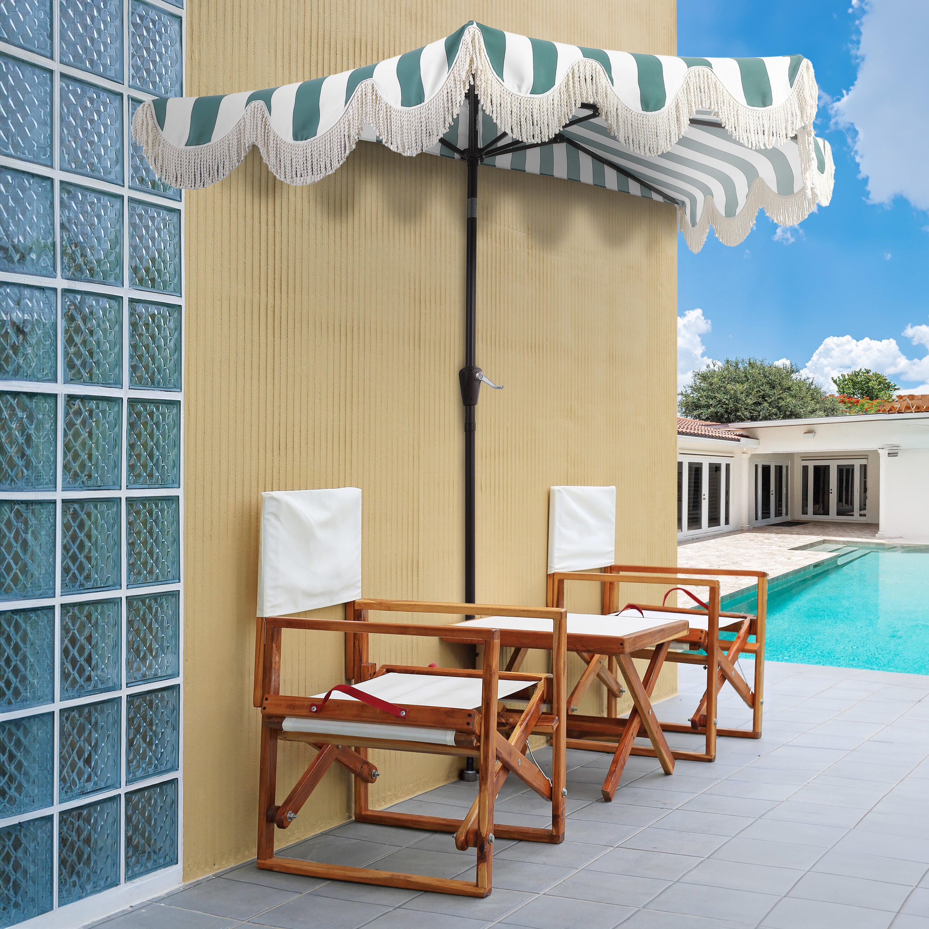 Click here for Jonathan Y Beverly 9 Outdoor Half-Tilted Umbrella... prices