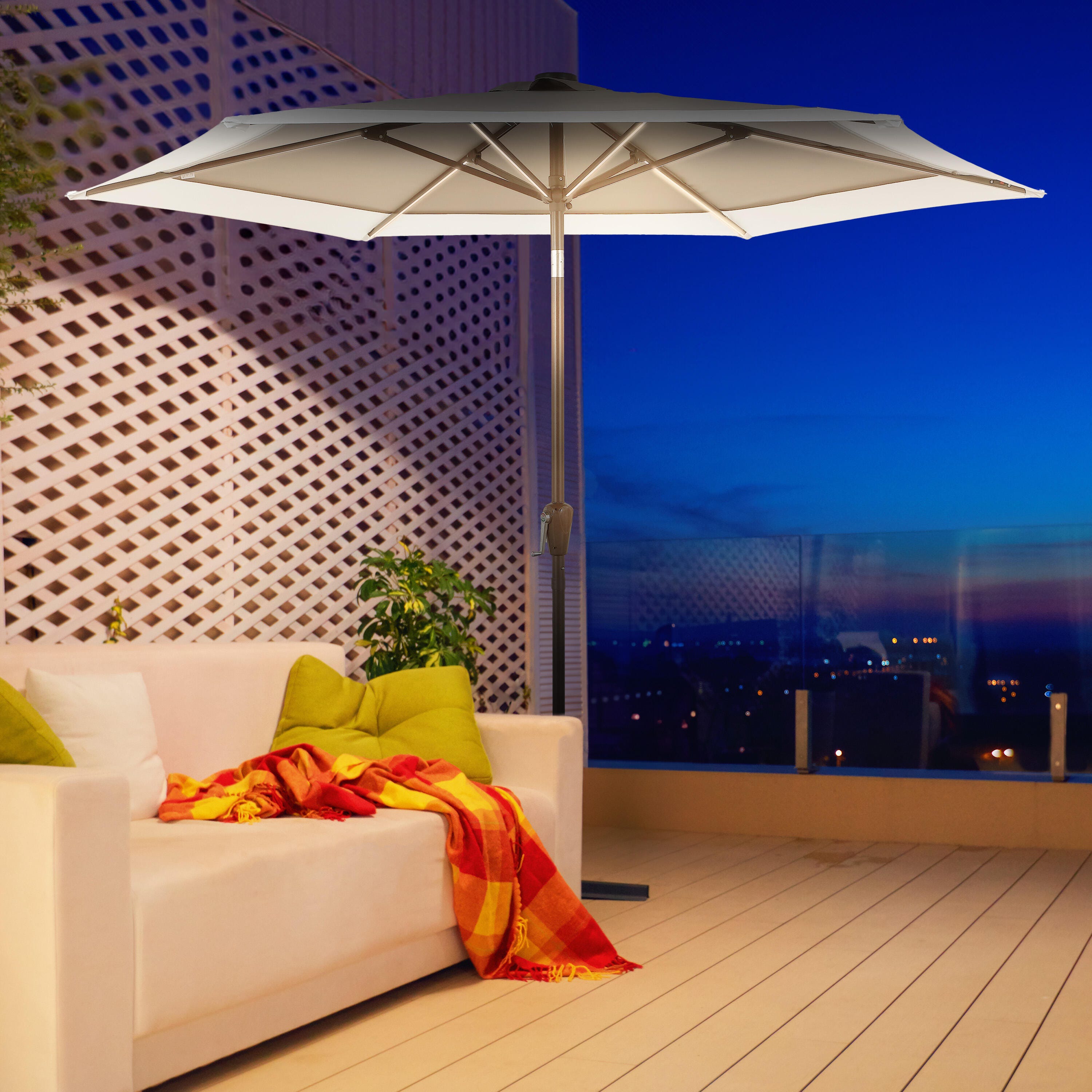 Click here for Jonathan Y Spencer 9 Outdoor Umbrella with LED Lig... prices