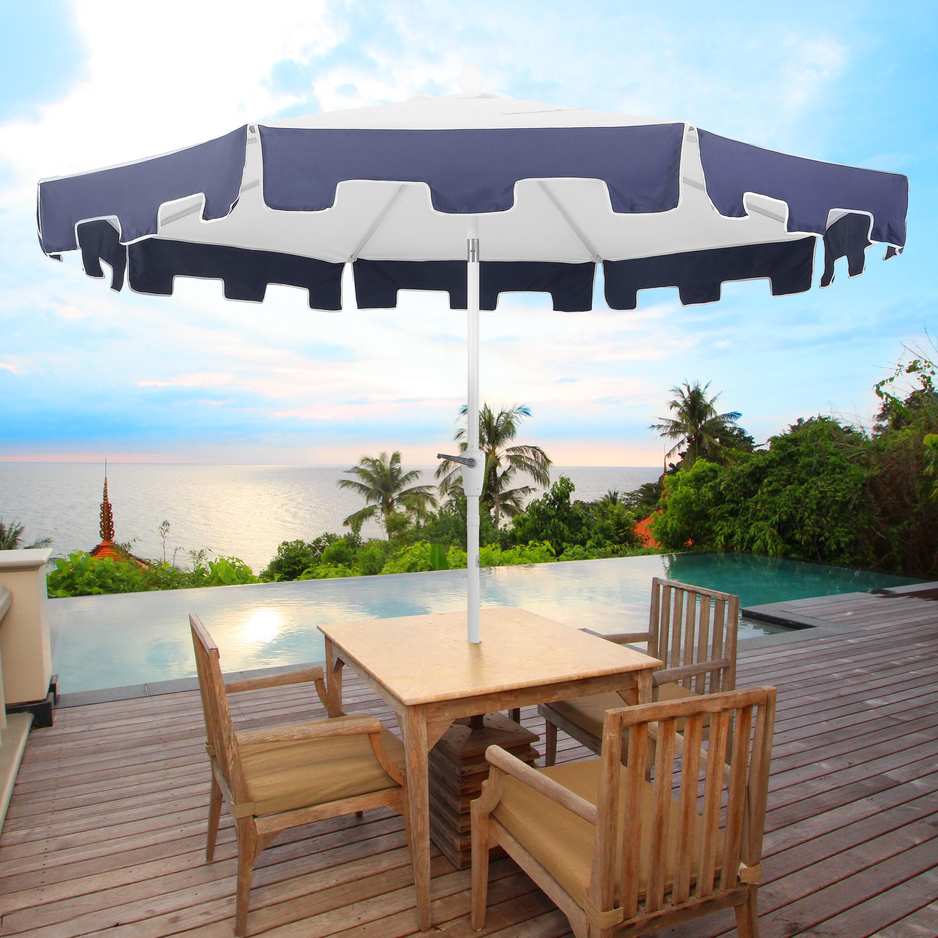 Click here for Jonathan Y Baiona 9 Outdoor Tilted Umbrella  White... prices