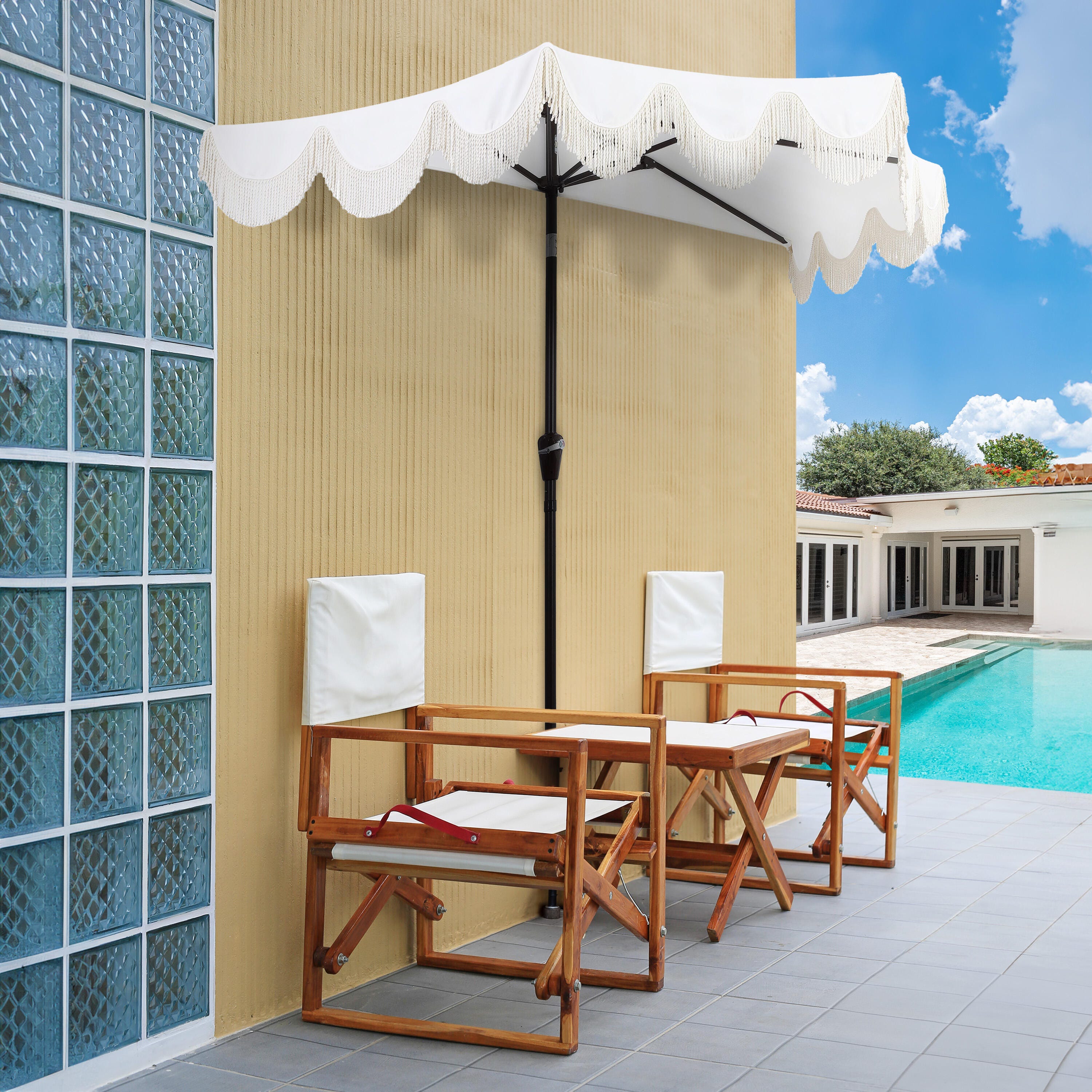 Click here for Jonathan Y Beverly 9 Outdoor Half-Tilted Umbrella... prices