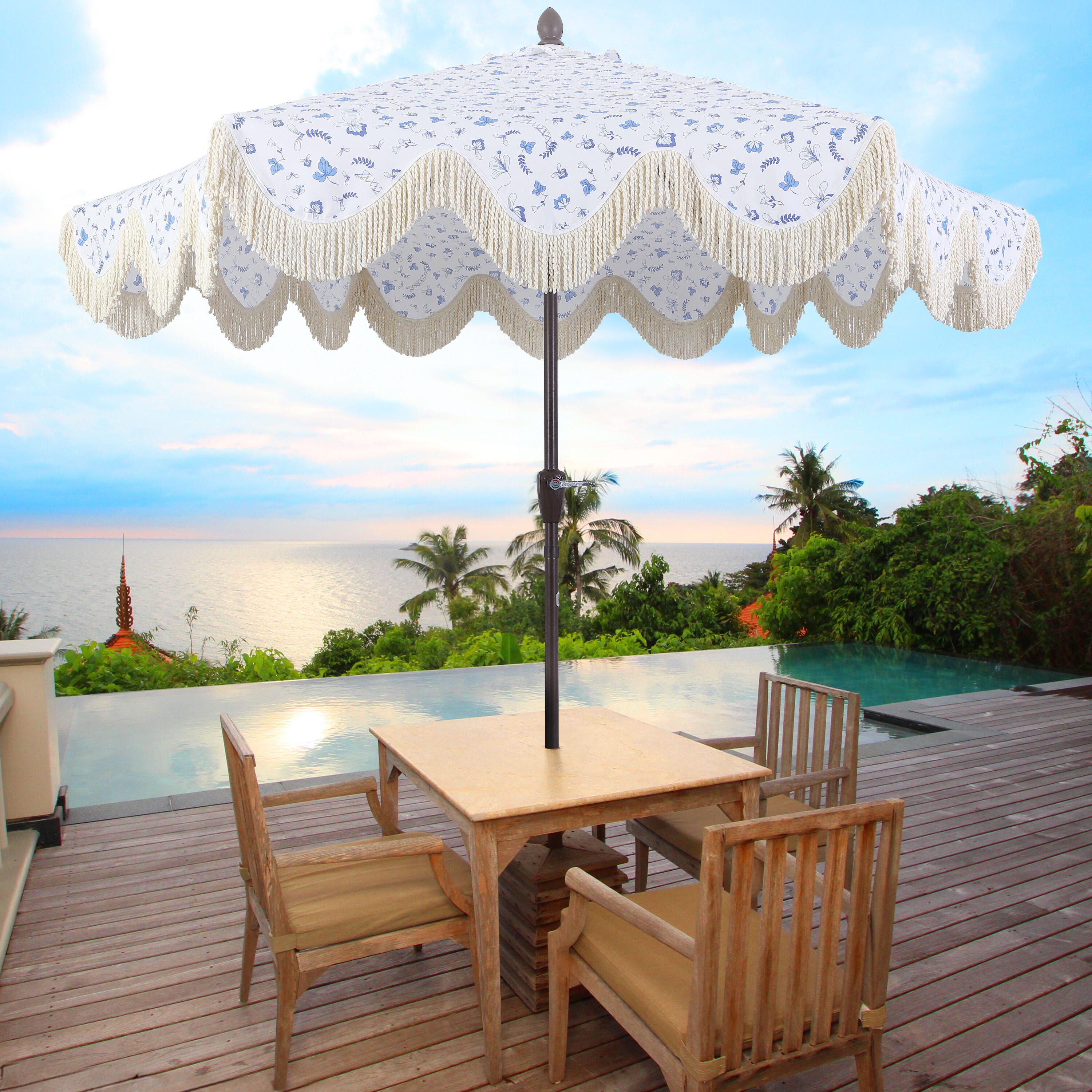 Click here for Jonathan Y Collins 9 Outdoor Tilted Umbrella  Blue... prices