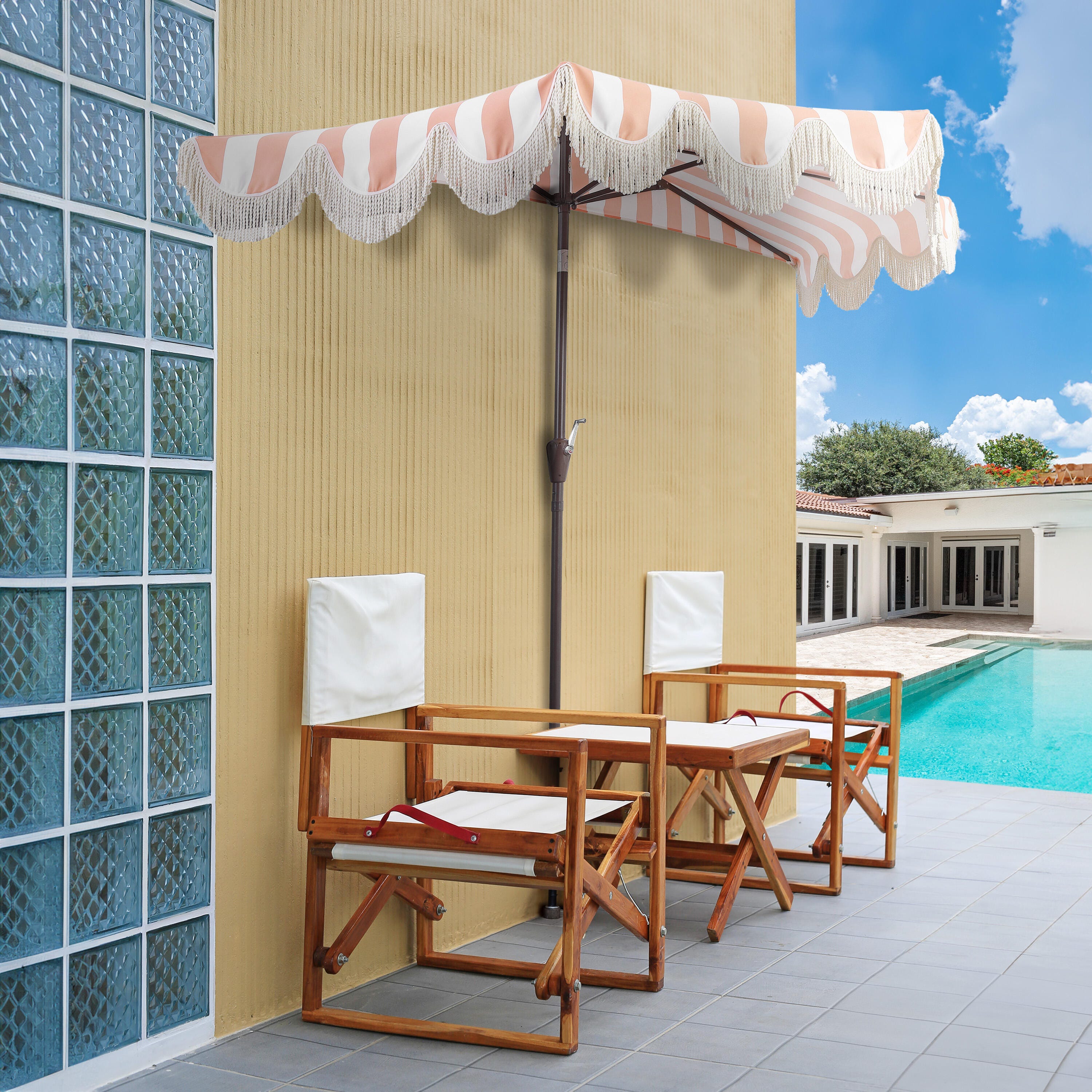 Click here for Jonathan Y Beverly 9 Outdoor Half-Tilted Umbrella... prices