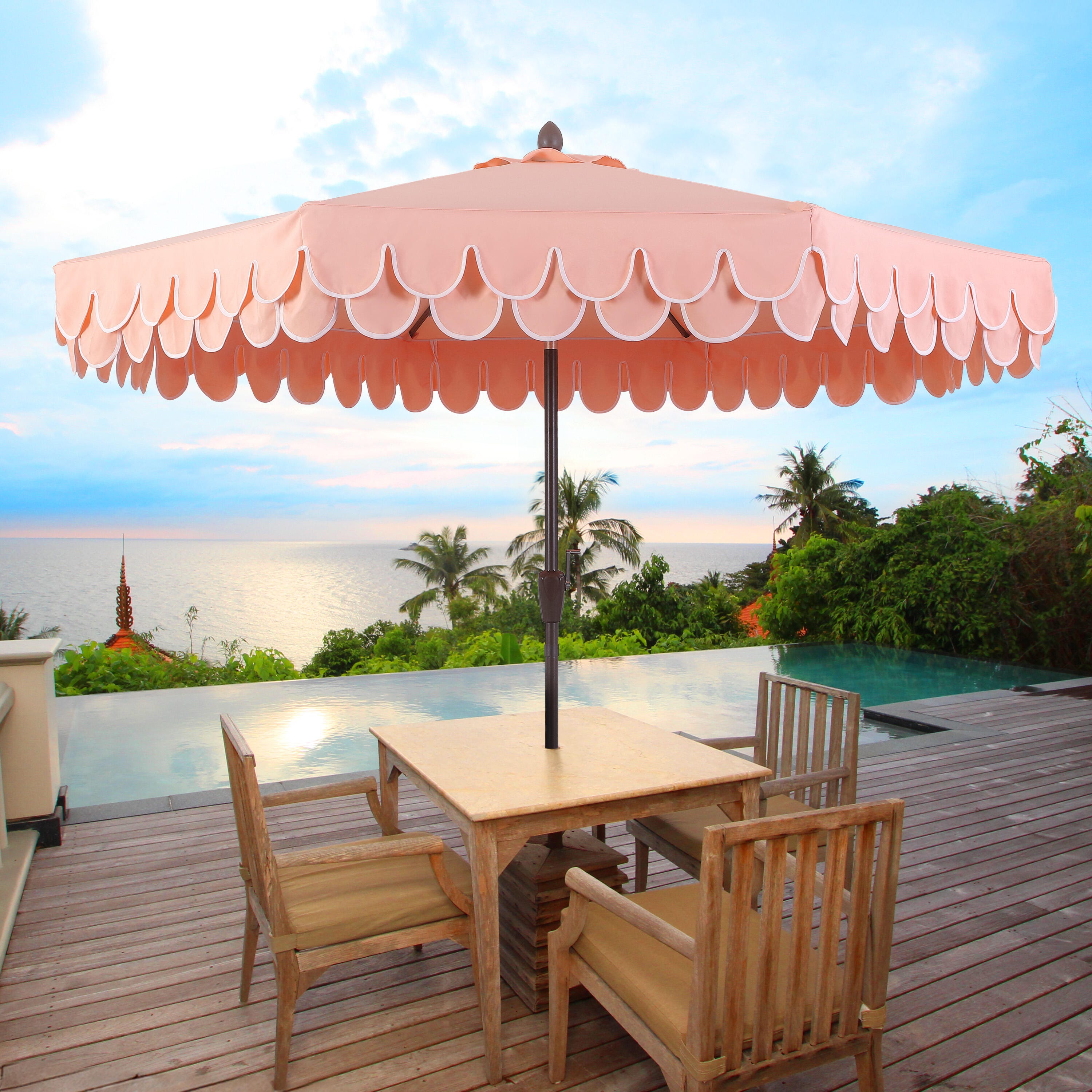 Click here for Jonathan Y Tracy 9 Outdoor Tilted Umbrella  Coral... prices