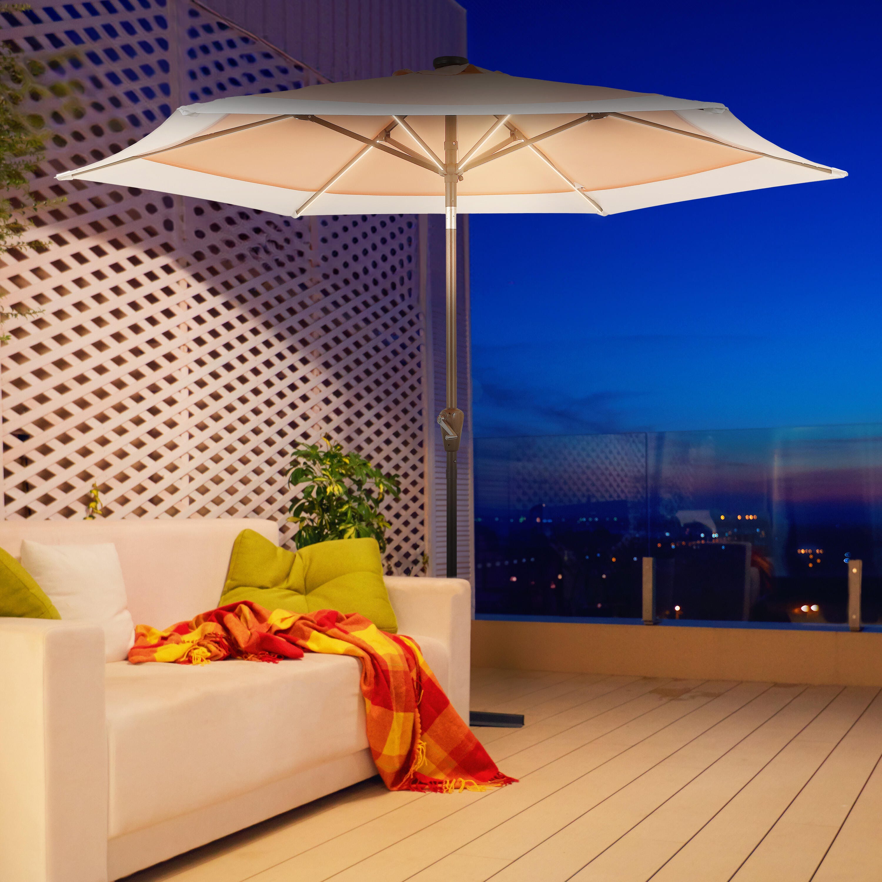 Click here for Jonathan Y Spencer 9 Outdoor Umbrella with LED Lig... prices