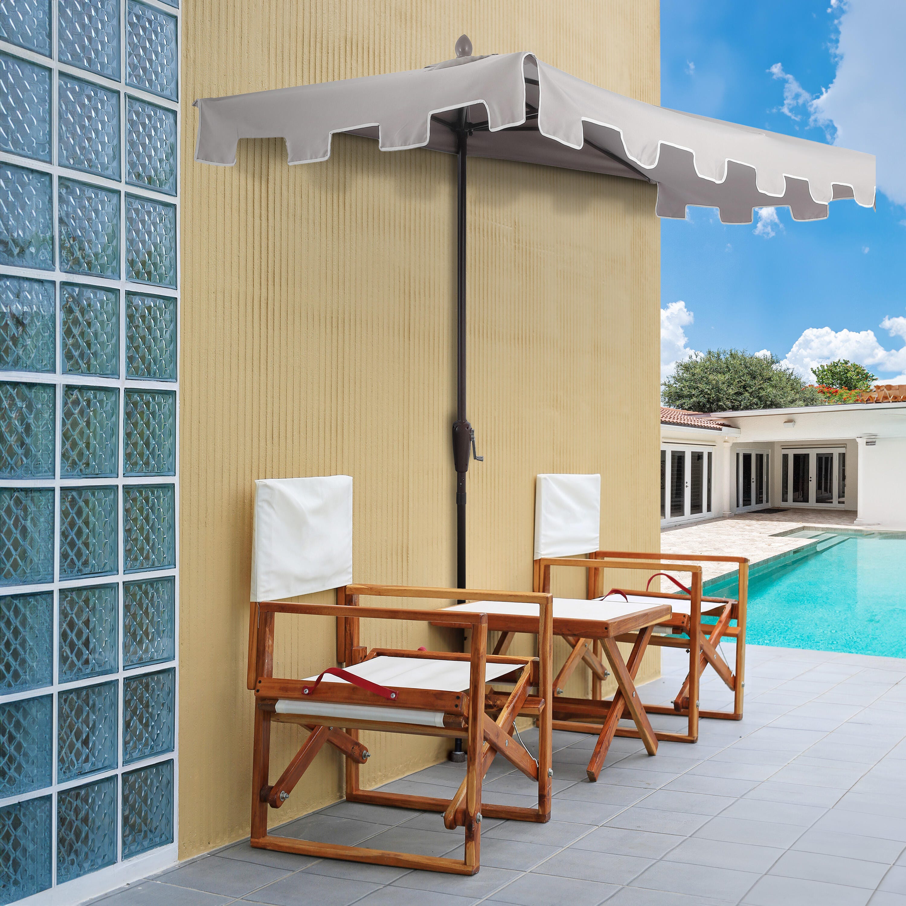 Click here for Jonathan Y Sidney 9 Outdoor Half Umbrella  Gray/Wh... prices