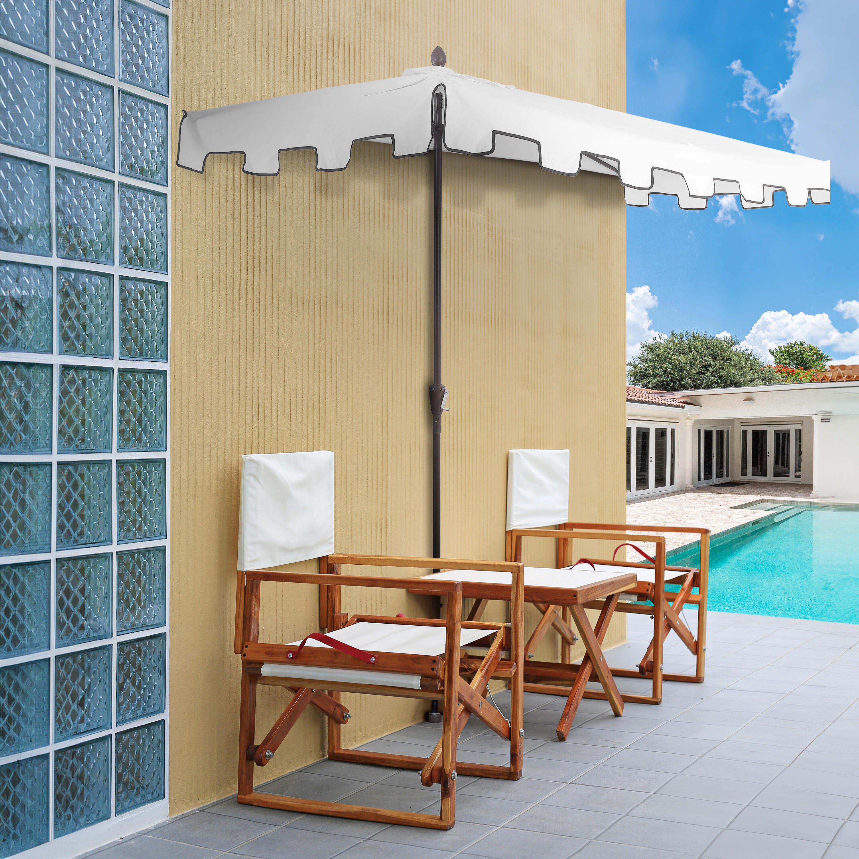 Click here for Jonathan Y Sidney 9 Outdoor Half Umbrella  White/B... prices