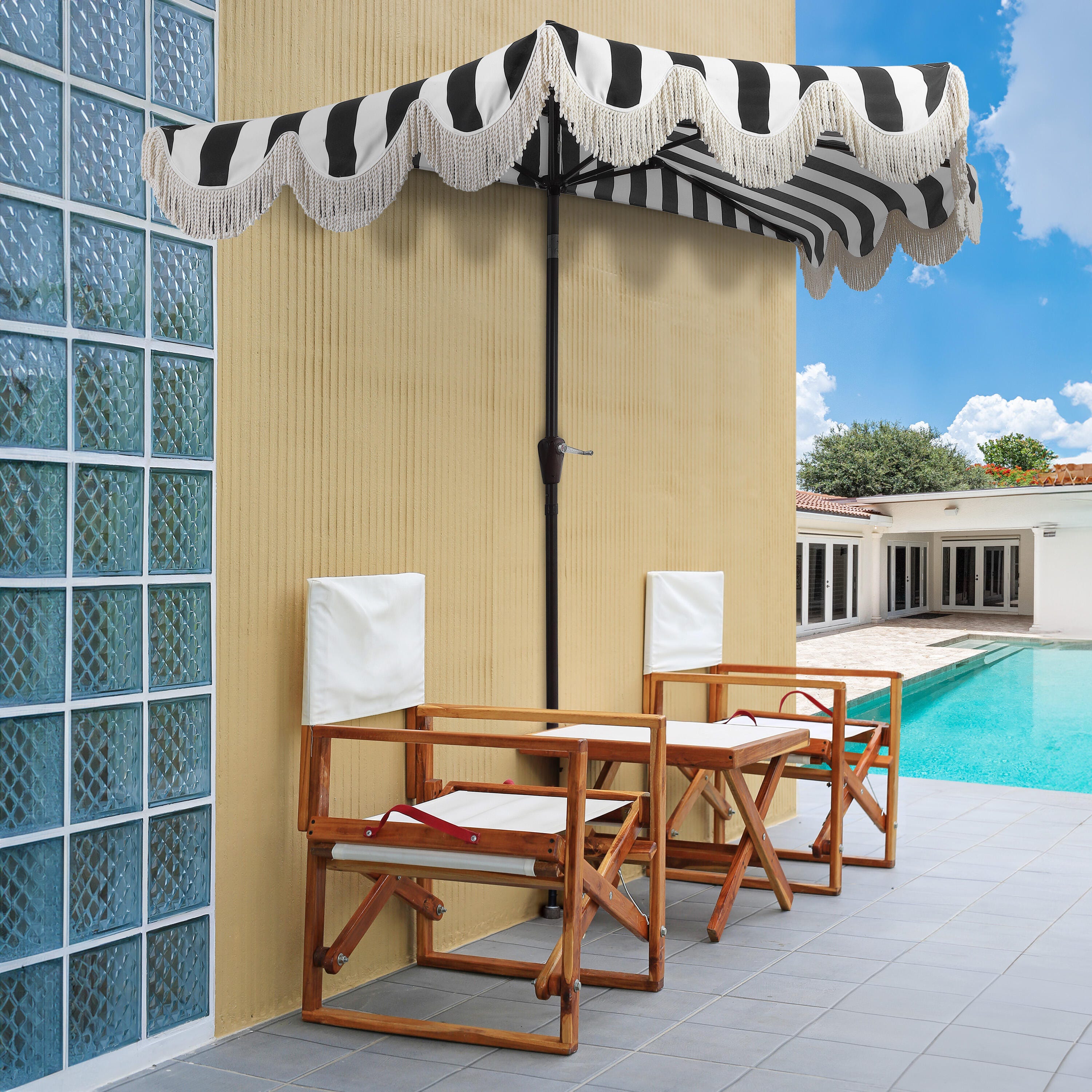 Click here for Jonathan Y Beverly 9 Outdoor Half-Tilted Umbrella... prices