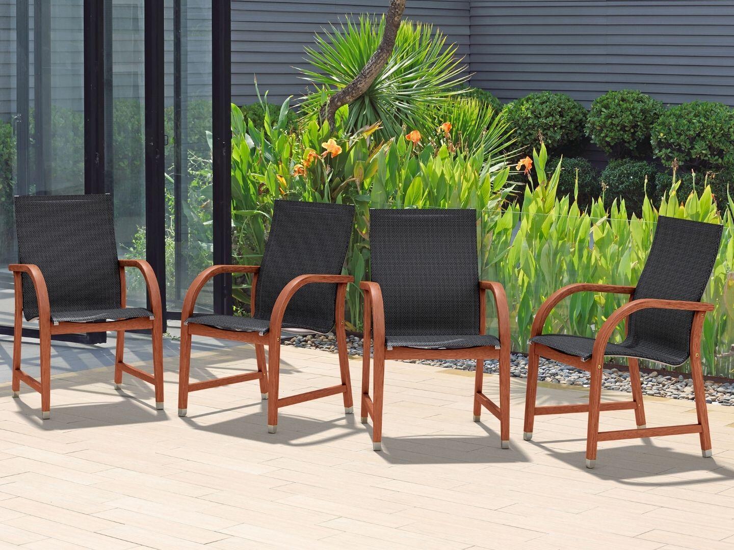 Click here for Amazonia Outdoor Sling Armchairs (Set of 4)  Dark... prices