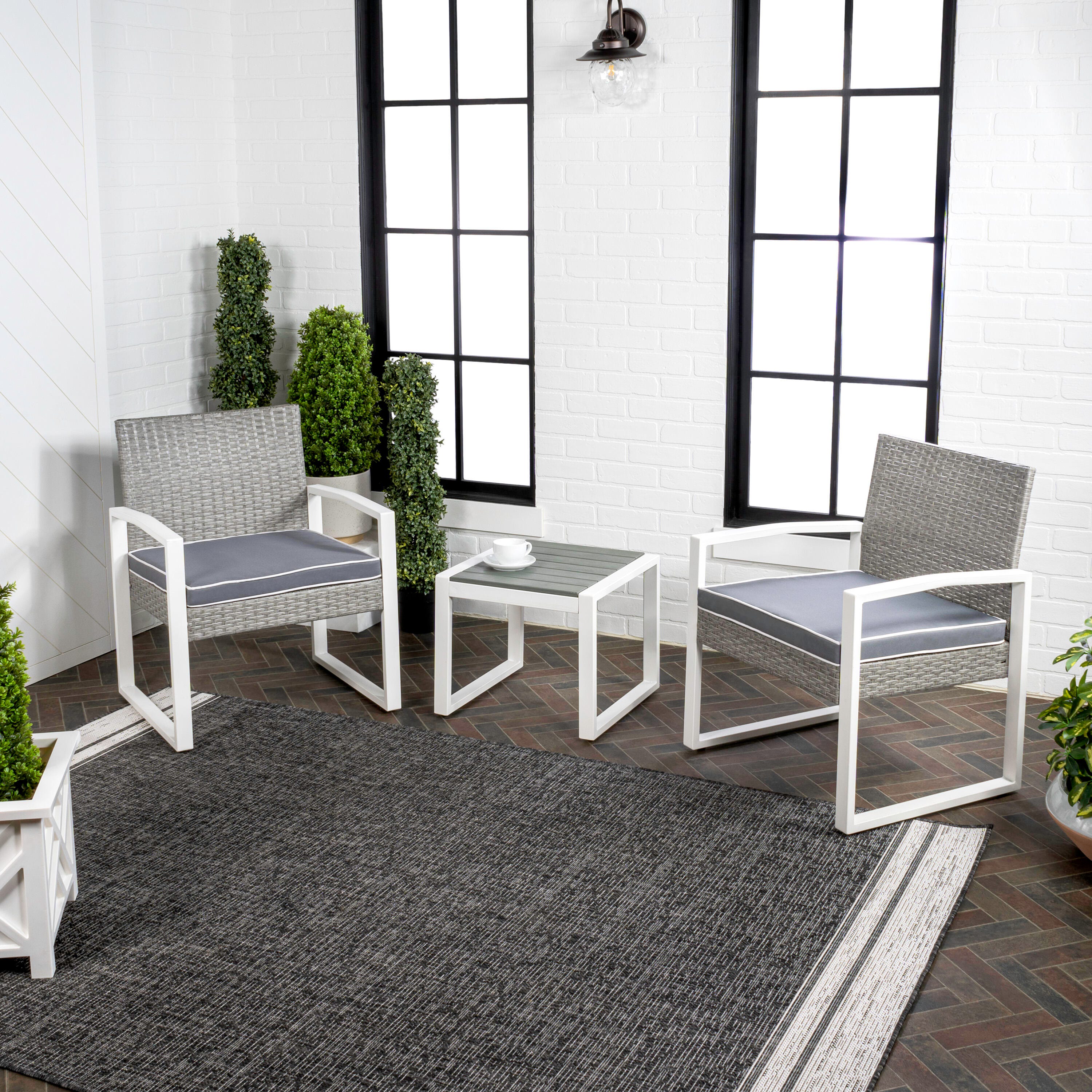 Click here for Jonathan Y Selby 2 Outdoor Lounge Chairs and Side... prices
