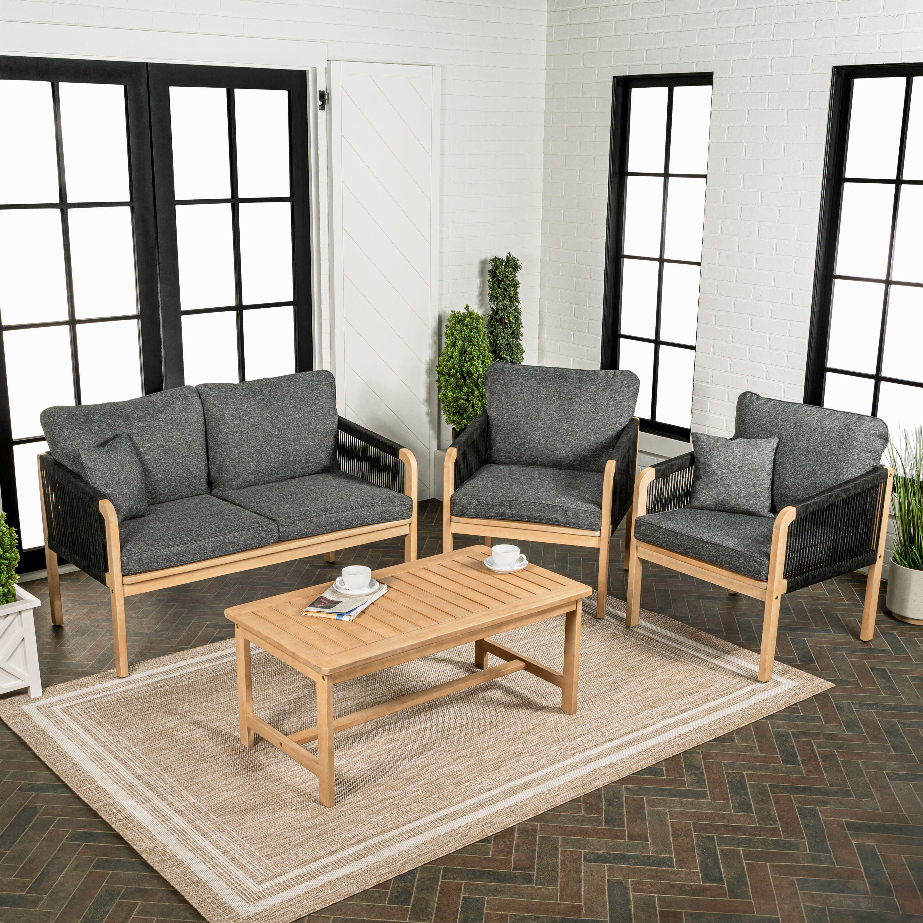 Click here for Jonathan Y Tavira Outdoor Loveseat and 2 Lounge Ch... prices