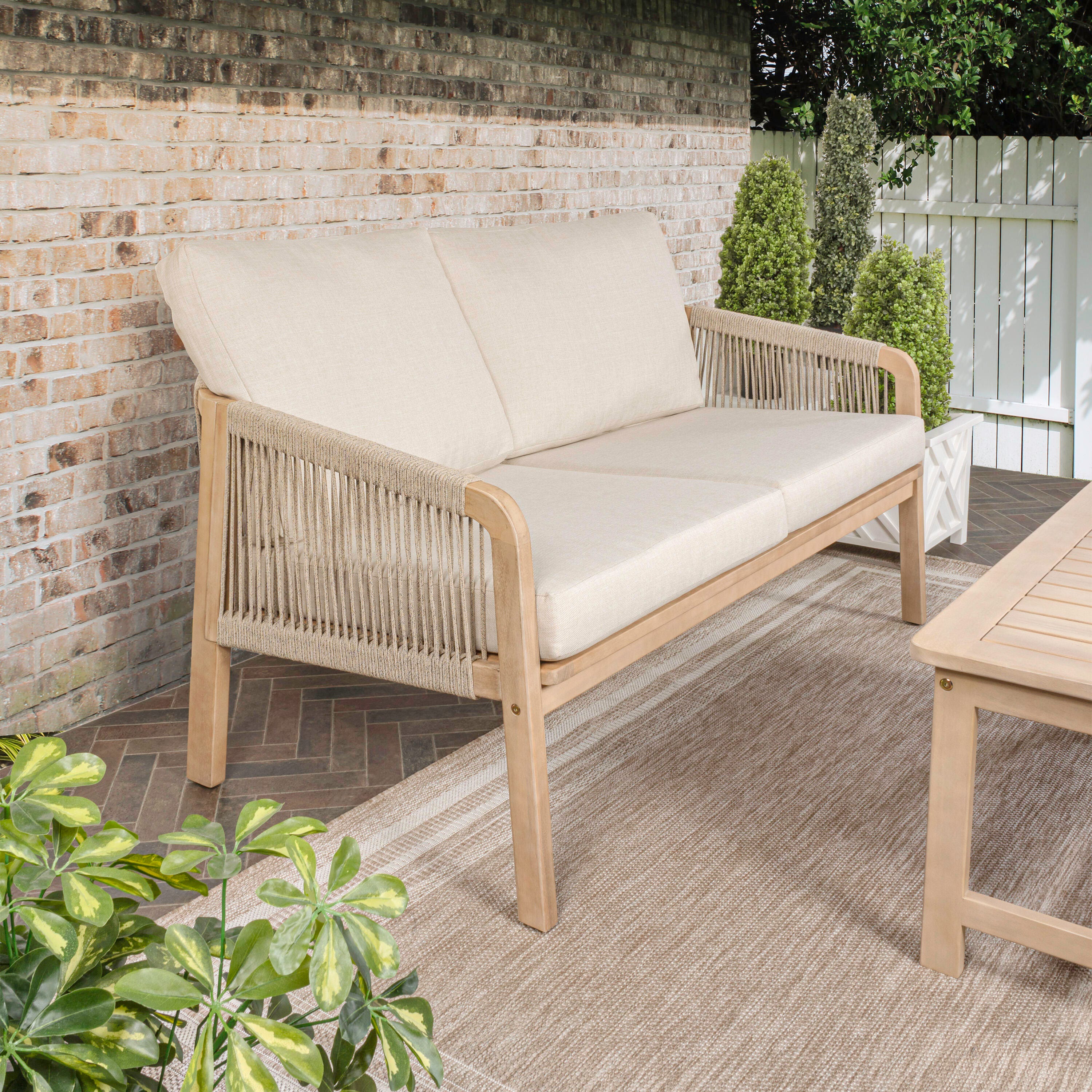 Click here for Jonathan Y Arwen Outdoor Loveseat  Cream/Light Tea... prices
